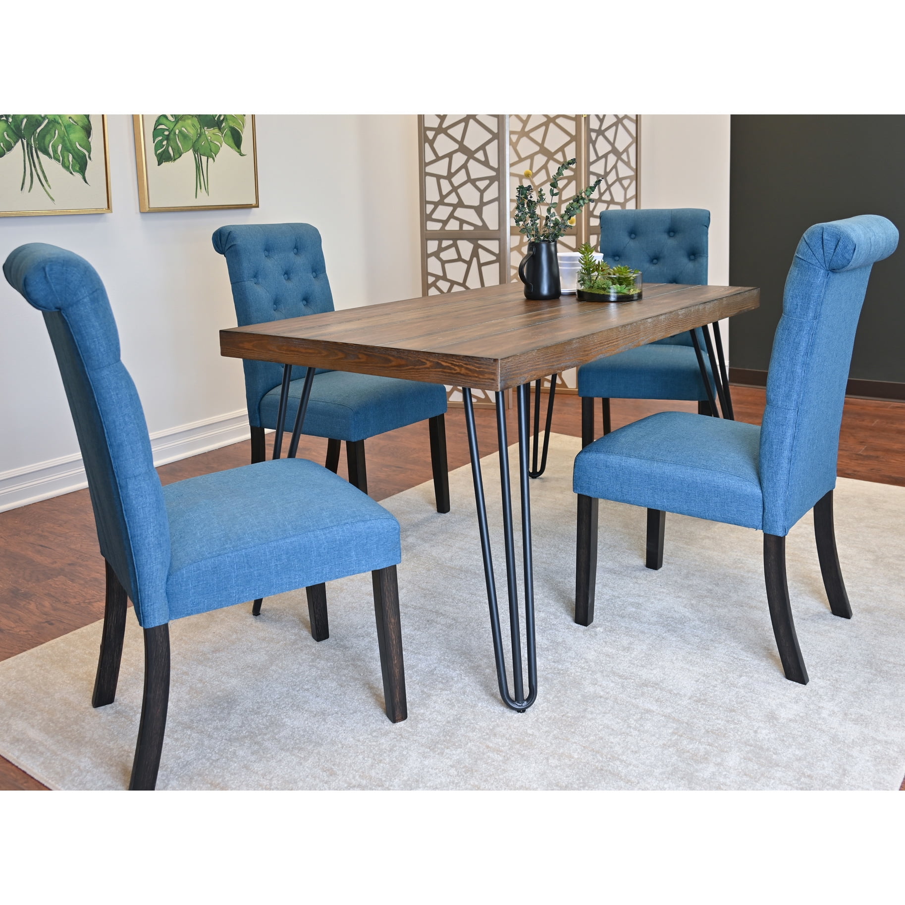 Functional Dining Collection | Metal-Base Table & 4 Comfortable Seating ...