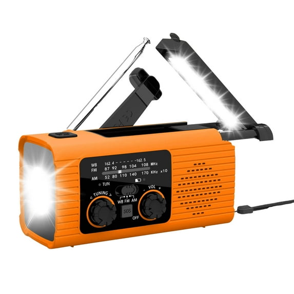 Functional Emergency with Hand Crank Solar Power AM FM WB Reception ...