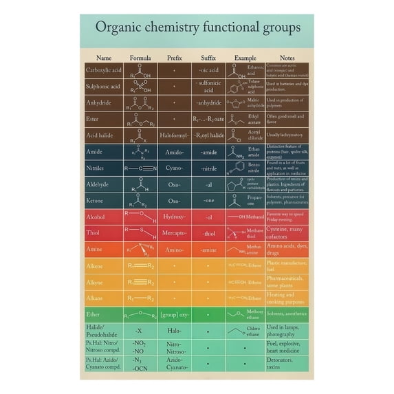 Functional Groups Reactions Study Guide Organic Chemistry Poster ...