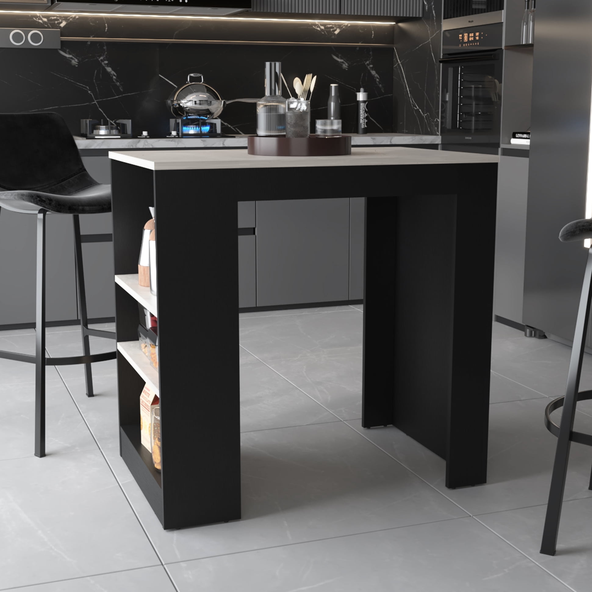 Functional Kitchen Island With Organized Storage And Meal Prep Area ...