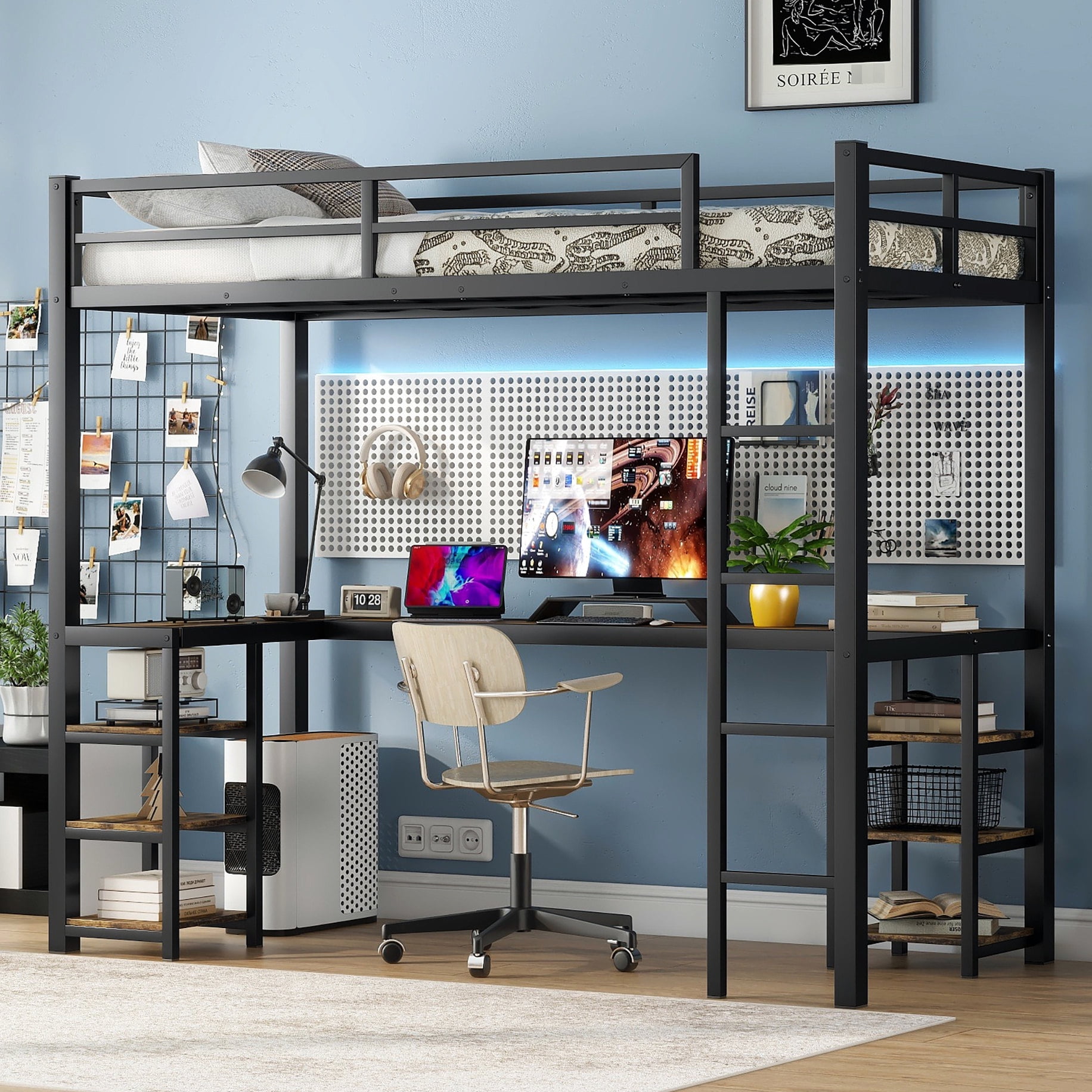 Functional Loft Bed for Study - Meet Office Needs in Bedroom, Improve ...