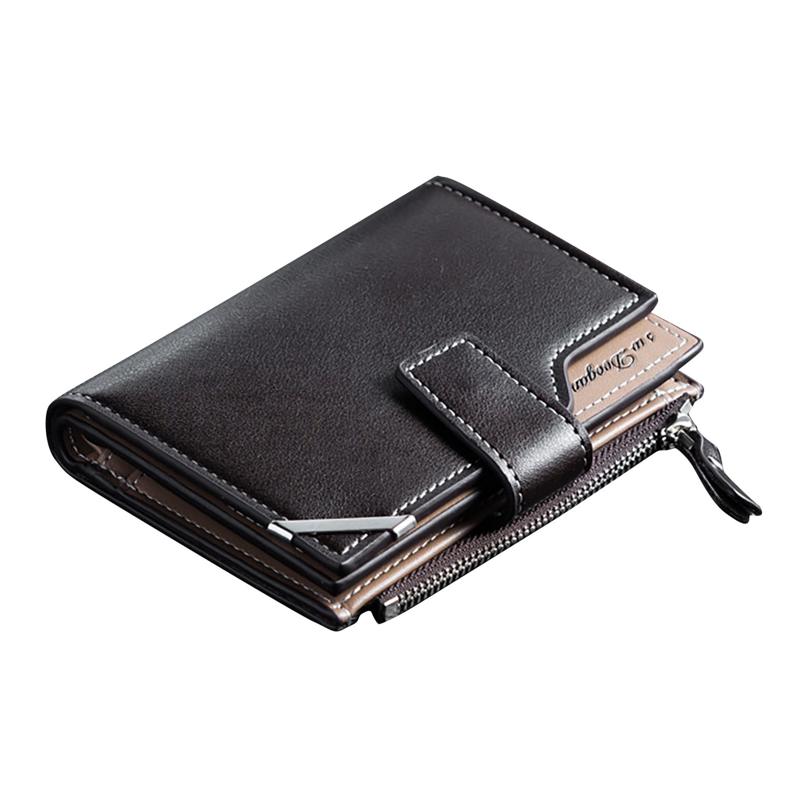 Functional Men's Wallet with Short Vertical Design Zipper Closure and ...