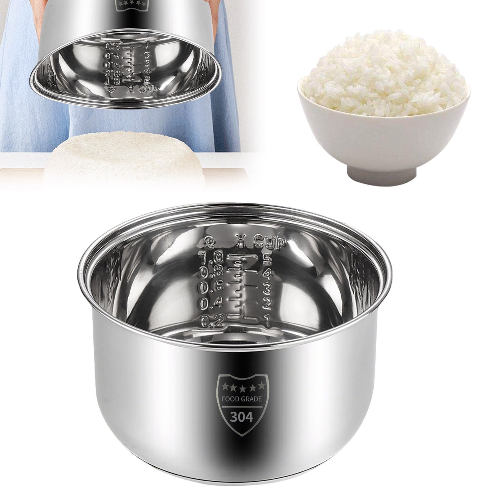 Functional Rice Cooker Replacement Inner Pot 304 Stainless Steel Rice ...