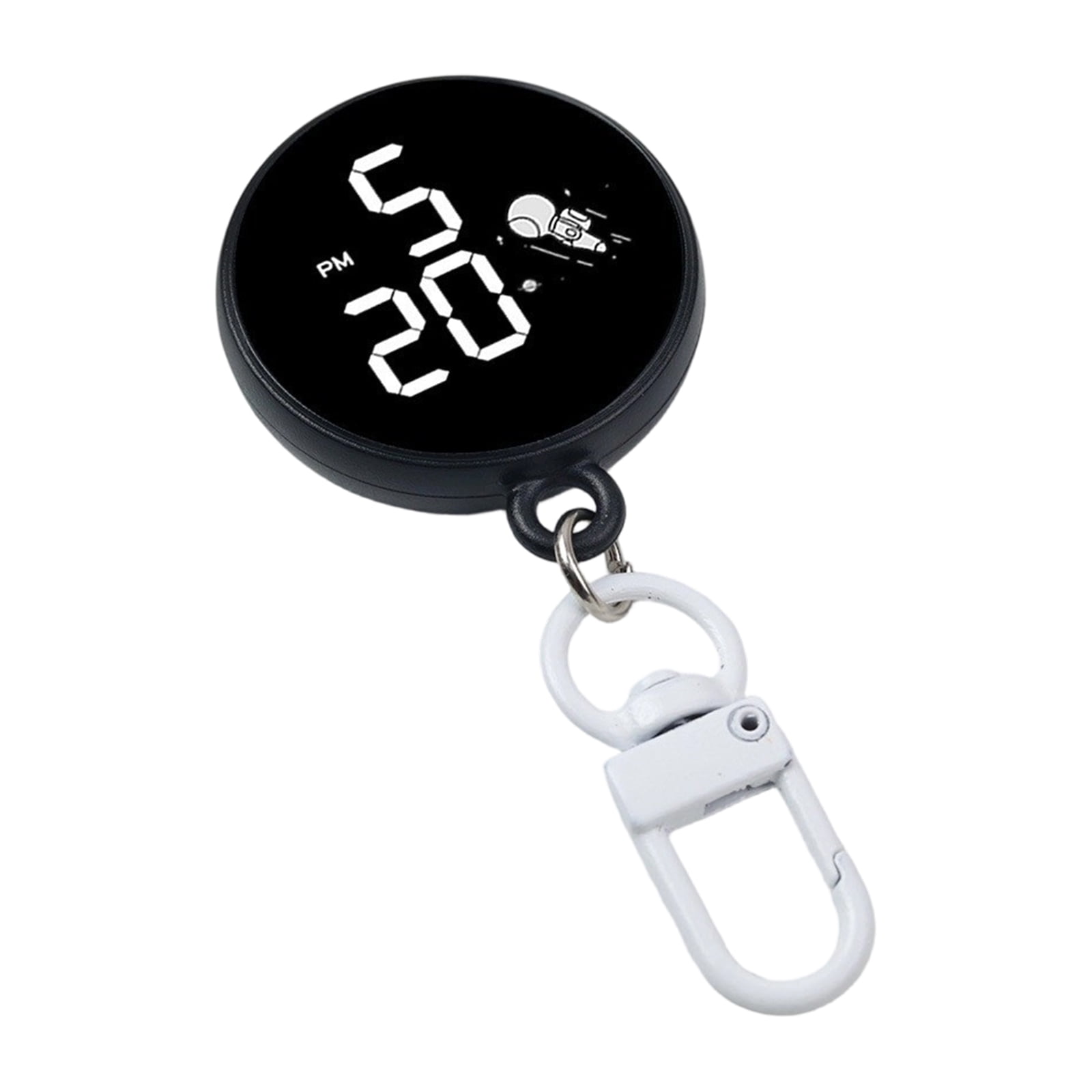 Functional Round Plastic Keychain Features Electronic Watch For Busy ...