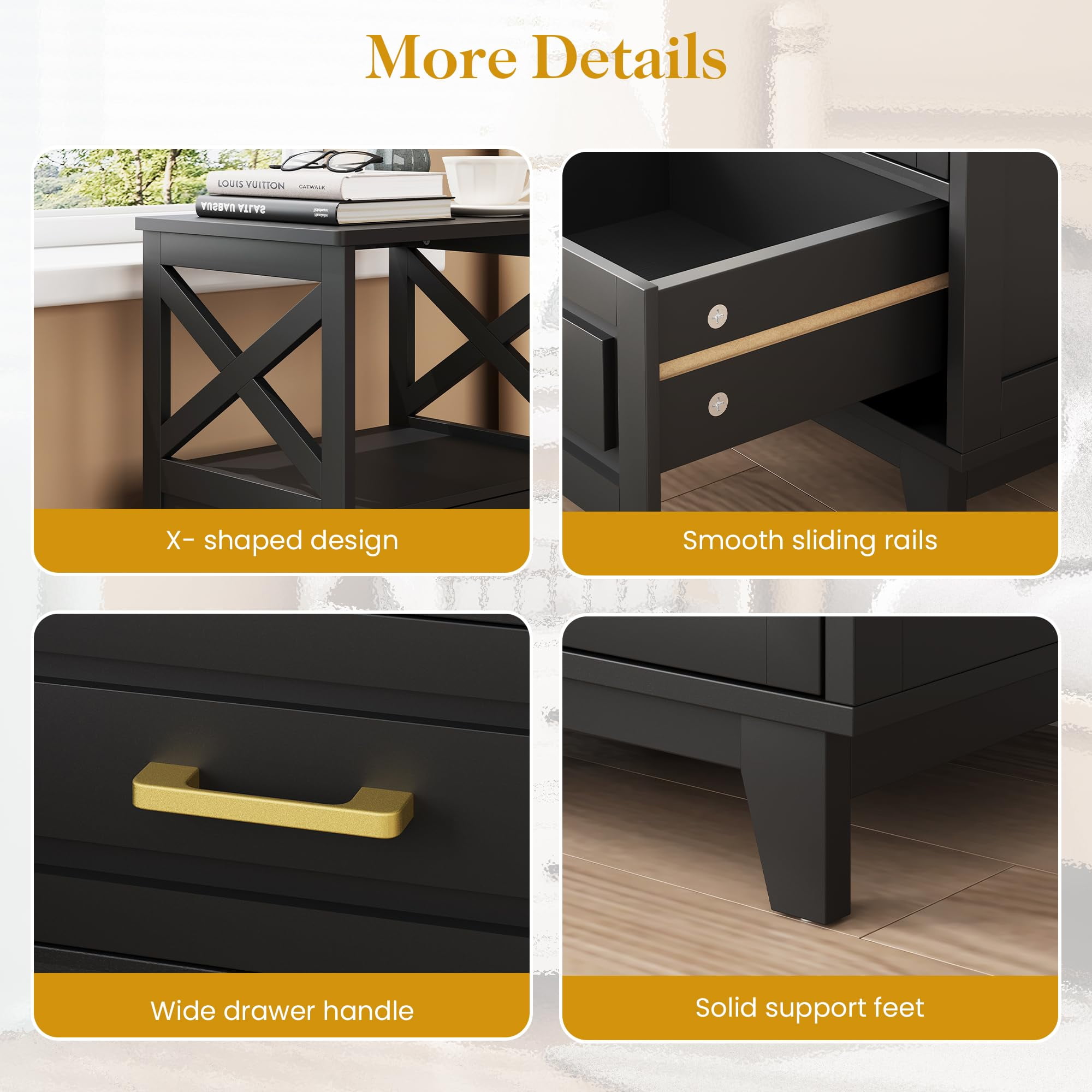 Functional Tall Nightstand with Dual Drawers and Open Shelf, Versatile ...