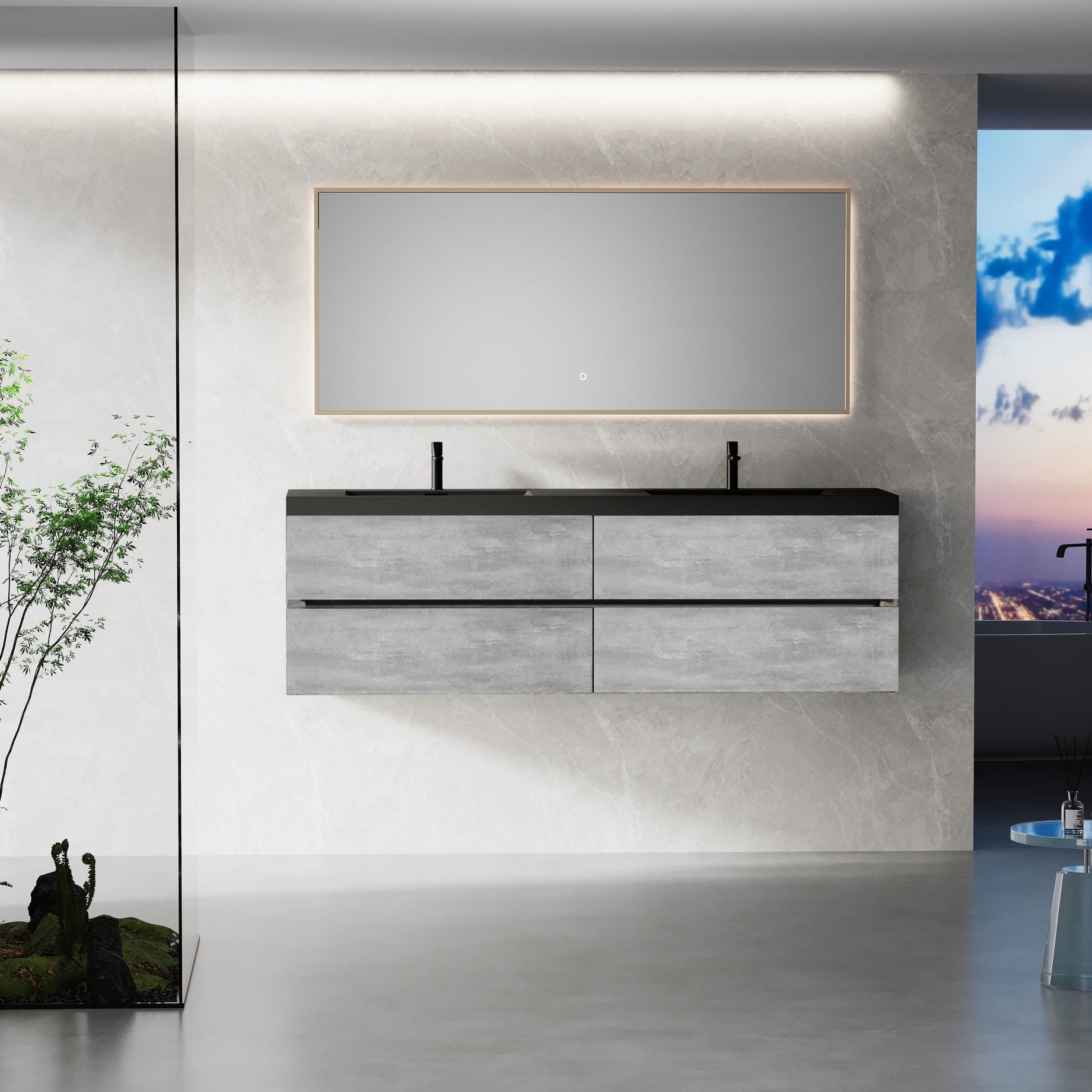 Functional Vanity+Water-Resistant Surface & Compatible Sink"-"Bathroom ...