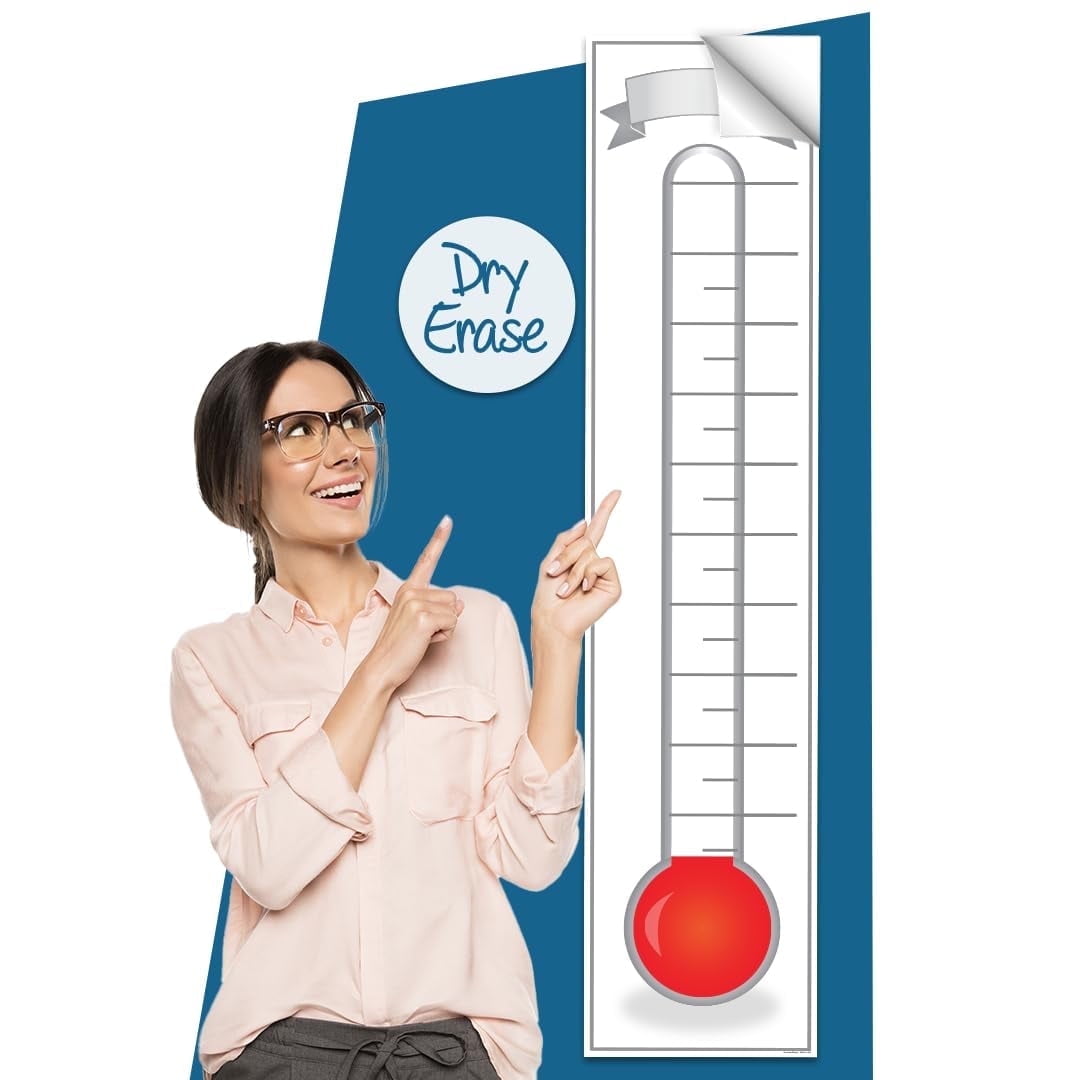Fundraising Goal Thermometer Chart - 11" x 48", Reusable, Dry Erase ...