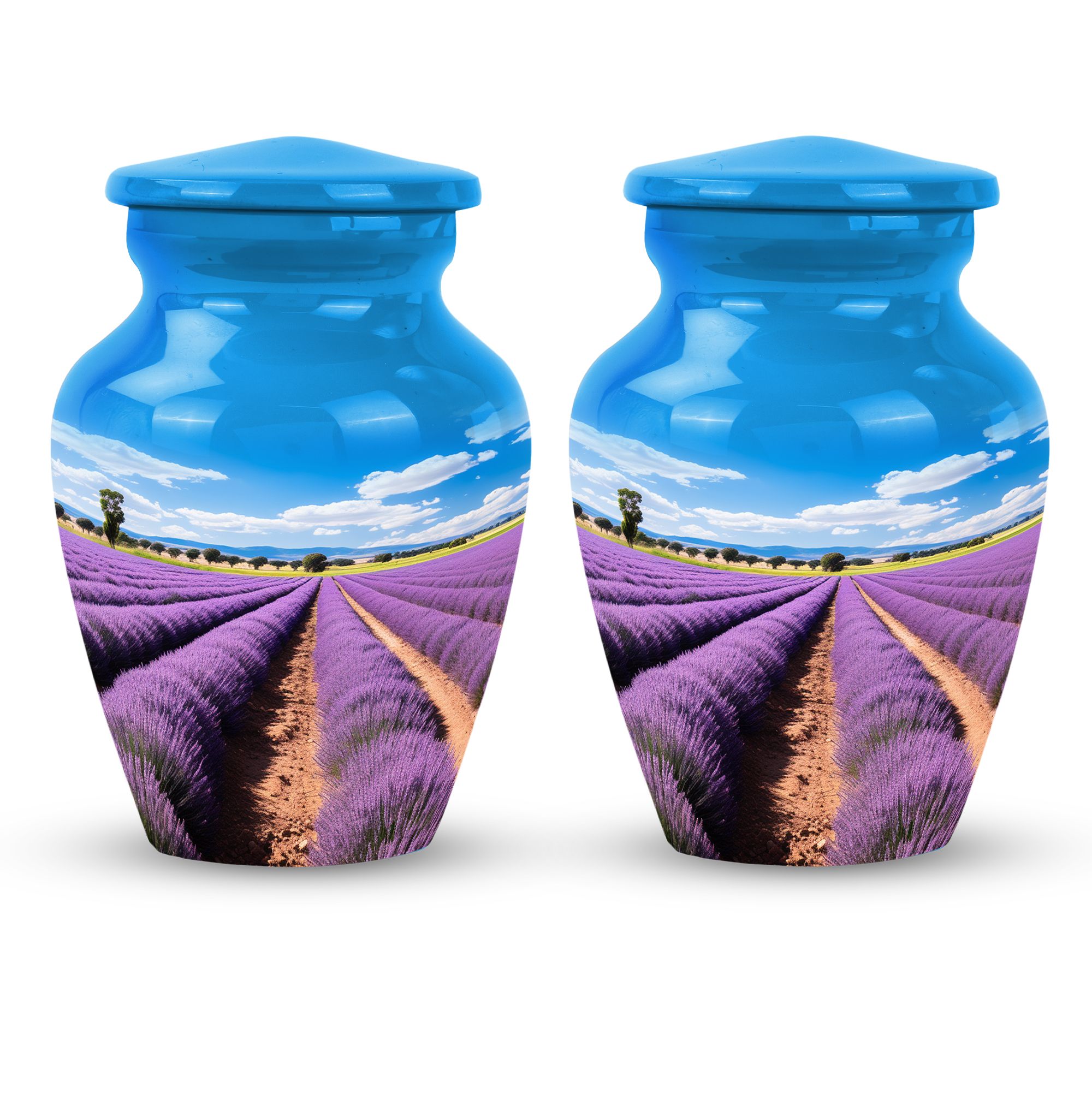 Funeral Cremation Urns For Ashes - Lavender With Trees Theme Urn - Urn ...