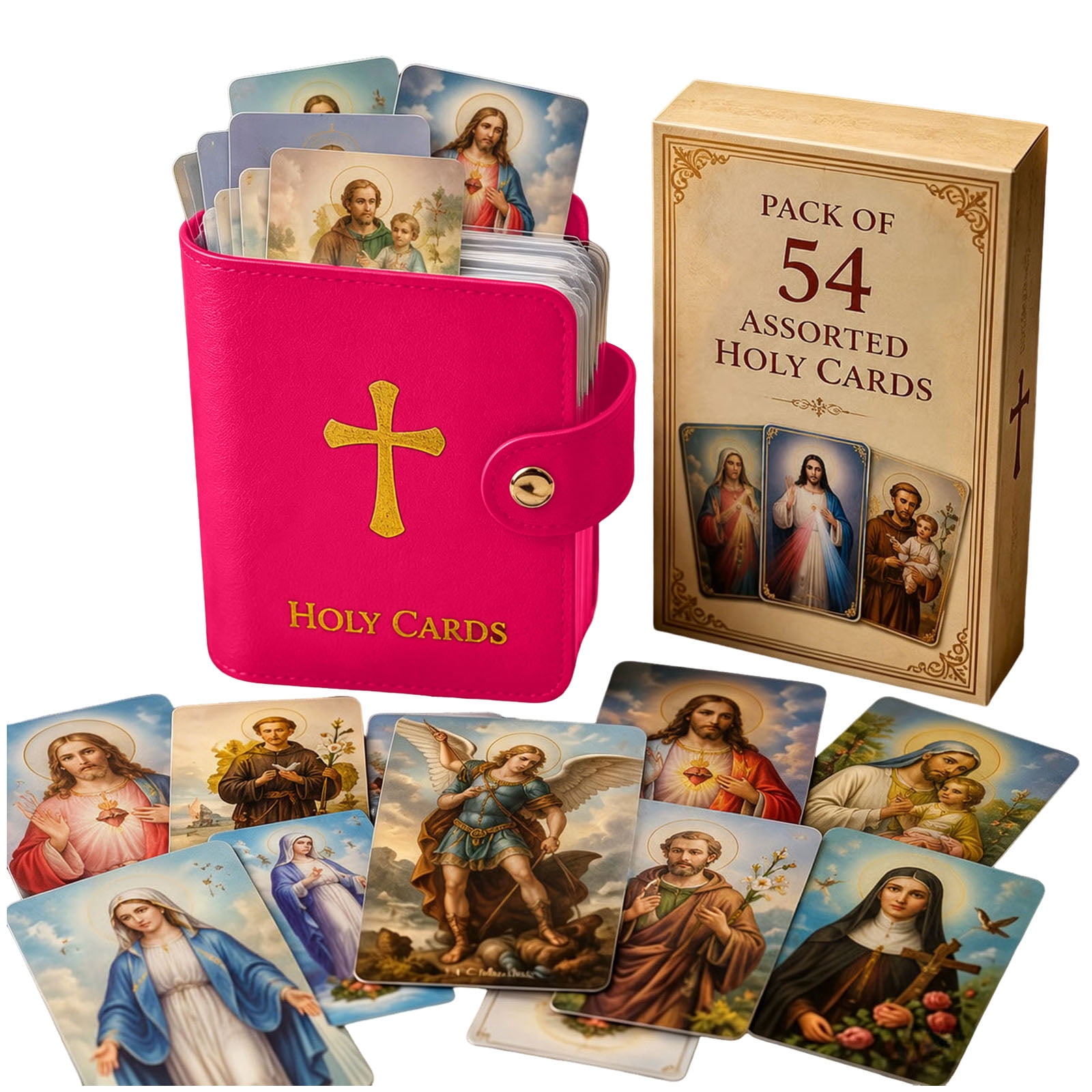 Funeral Essential Religious Card Organizer Compact Faux Leather Holy ...