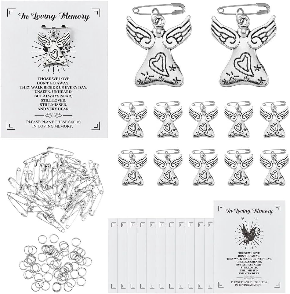 Funeral Favors Includng Funeral Pins Funeral Memorial Heart Charm and ...