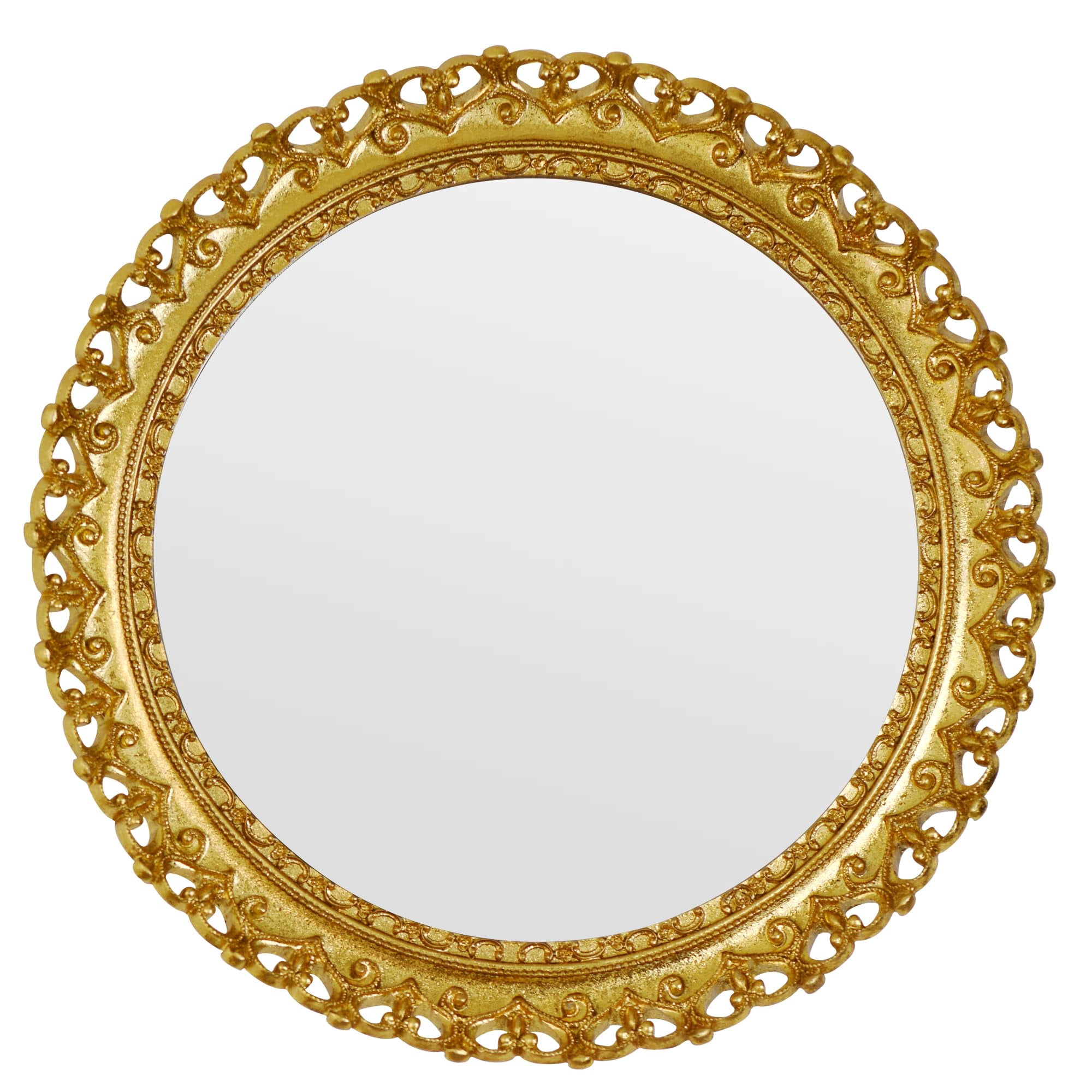 Funerom 11.8 inch Round Gold Mirror Antique Mirror with Heart-Shaped ...