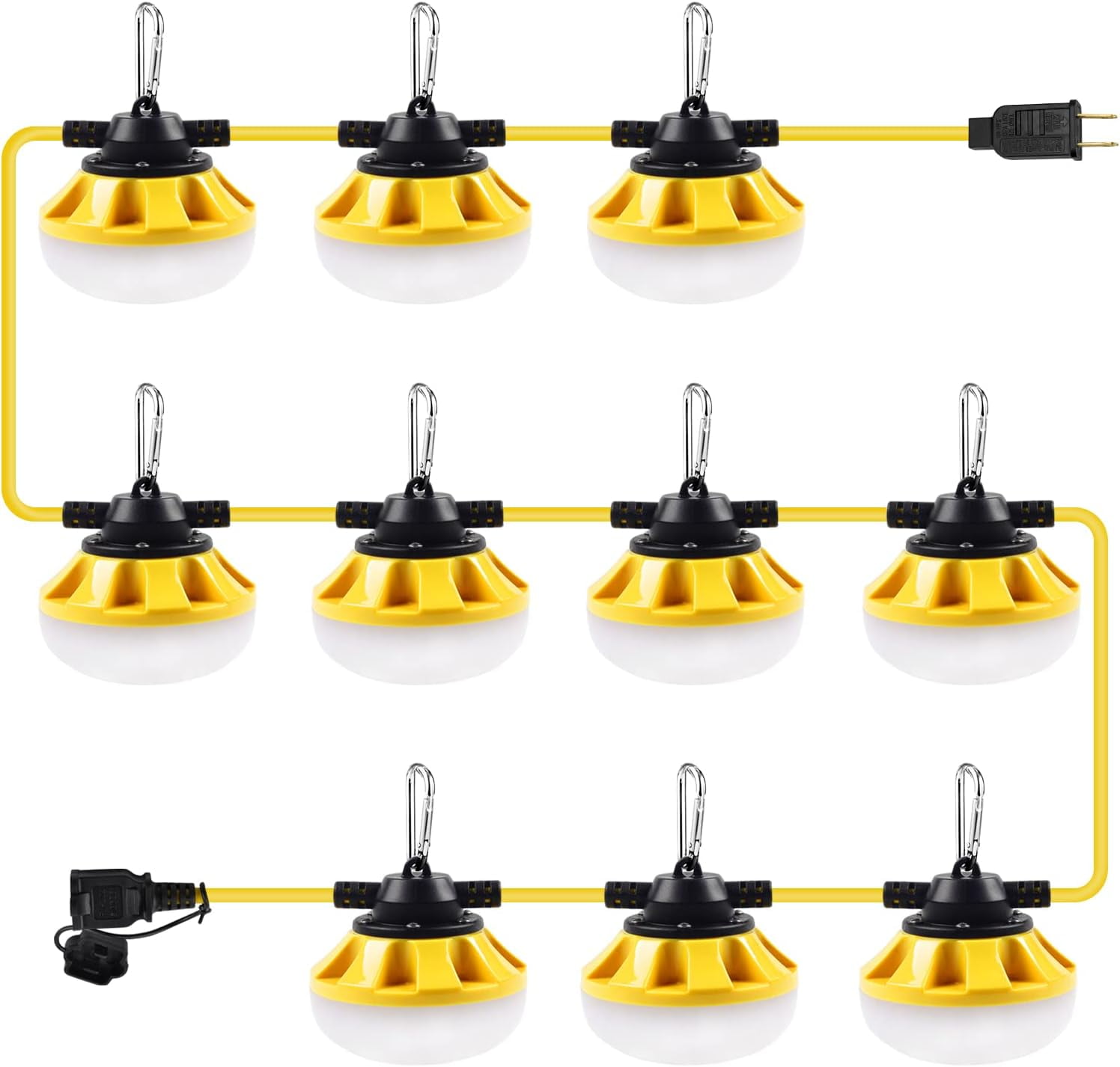 FungLam 100FT Construction Lights String, 100W 10000LM Industrial LED ...