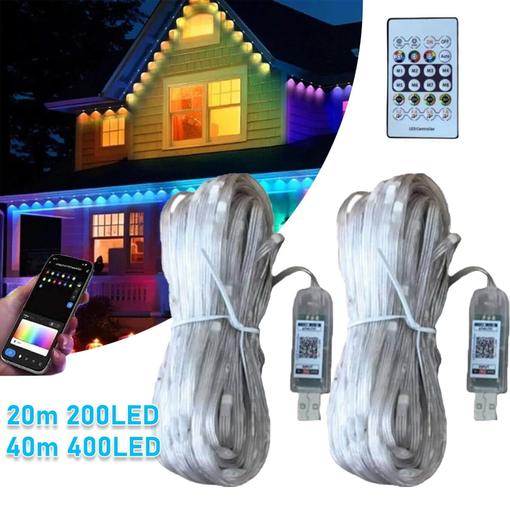 FungLam 40M Smart Rainbow LED Permanent Outdoor Lights USB Bluetooth ...