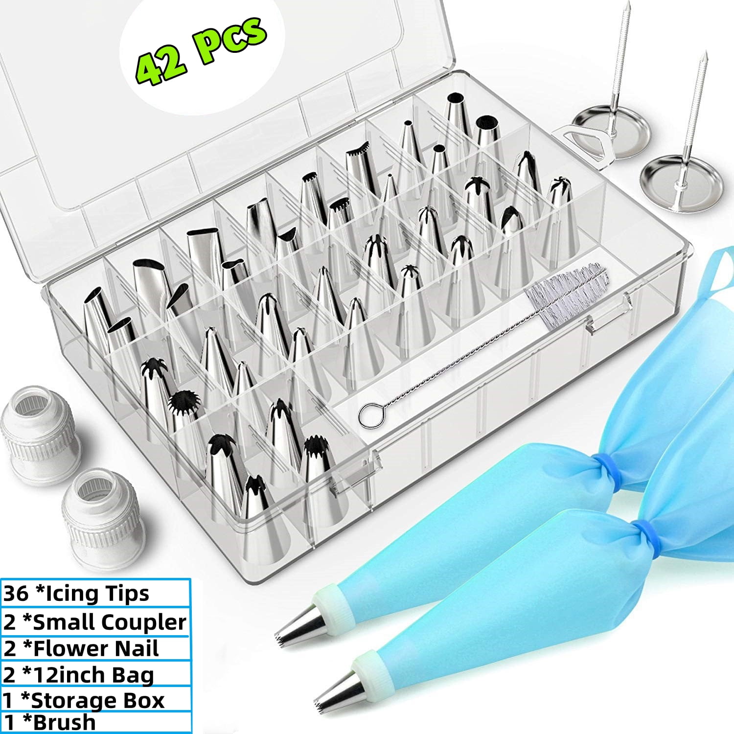 FungLam 42 Pcs Piping Bags and Tips Set Cake Decorating Supplies with ...