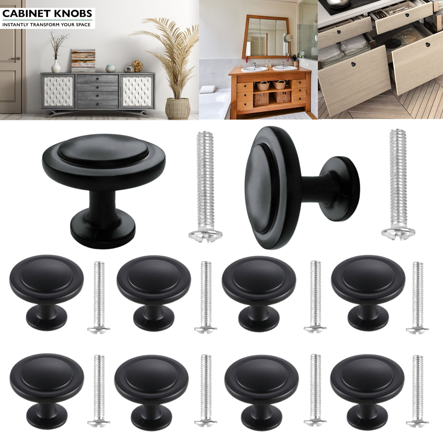 FungLam Kitchen Cabinet Knobs, 1.22in Round Drawer Handles, 10 Pack of ...