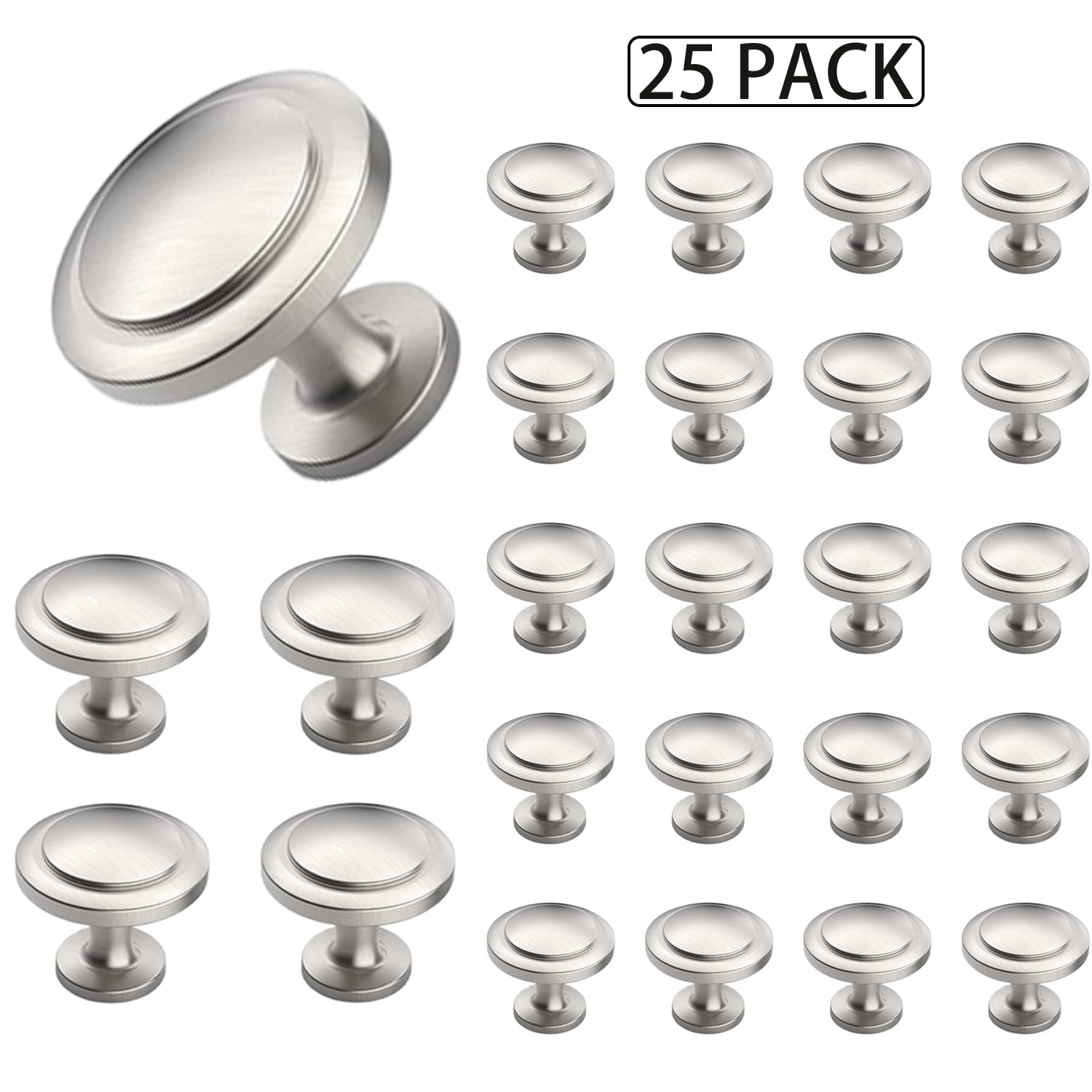FungLam Silver Kitchen Cabinet Knobs, 1.22inch Brushed Zinc Alloy ...