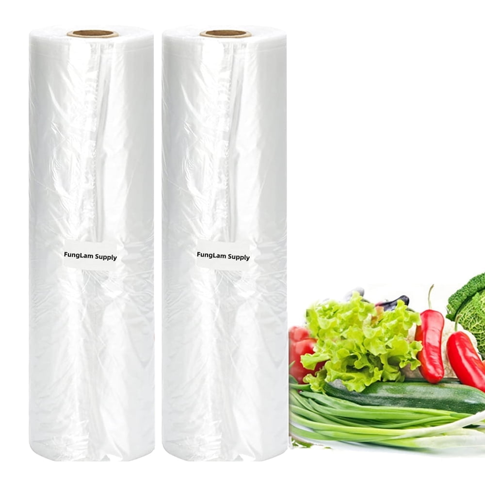 FungLam Large Food Storage Bags Rolls 16" x 20", Clear Plastic Produce ...