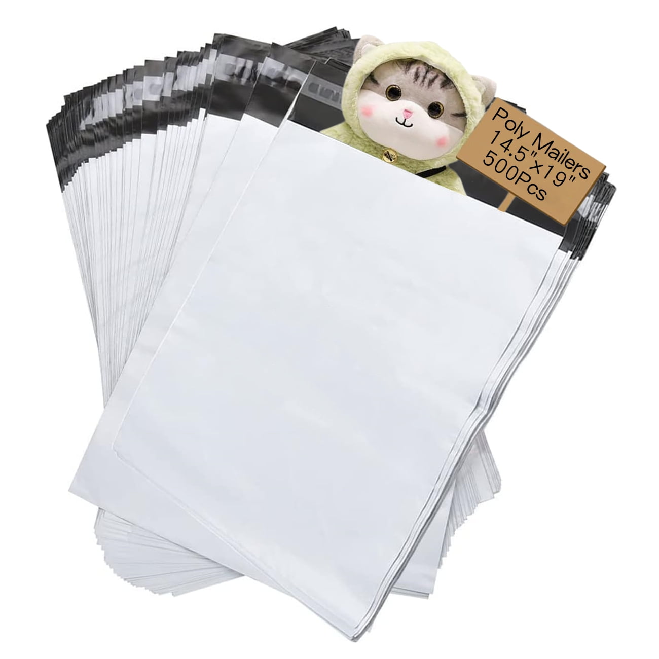FungLam Poly Mailers 14.5"x19", 500pcs White Self Sealing Poly Bags ...