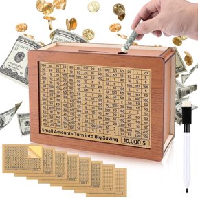 Wooden Coin Bank Piggy for Decoration Counter Donation Travel Child ...