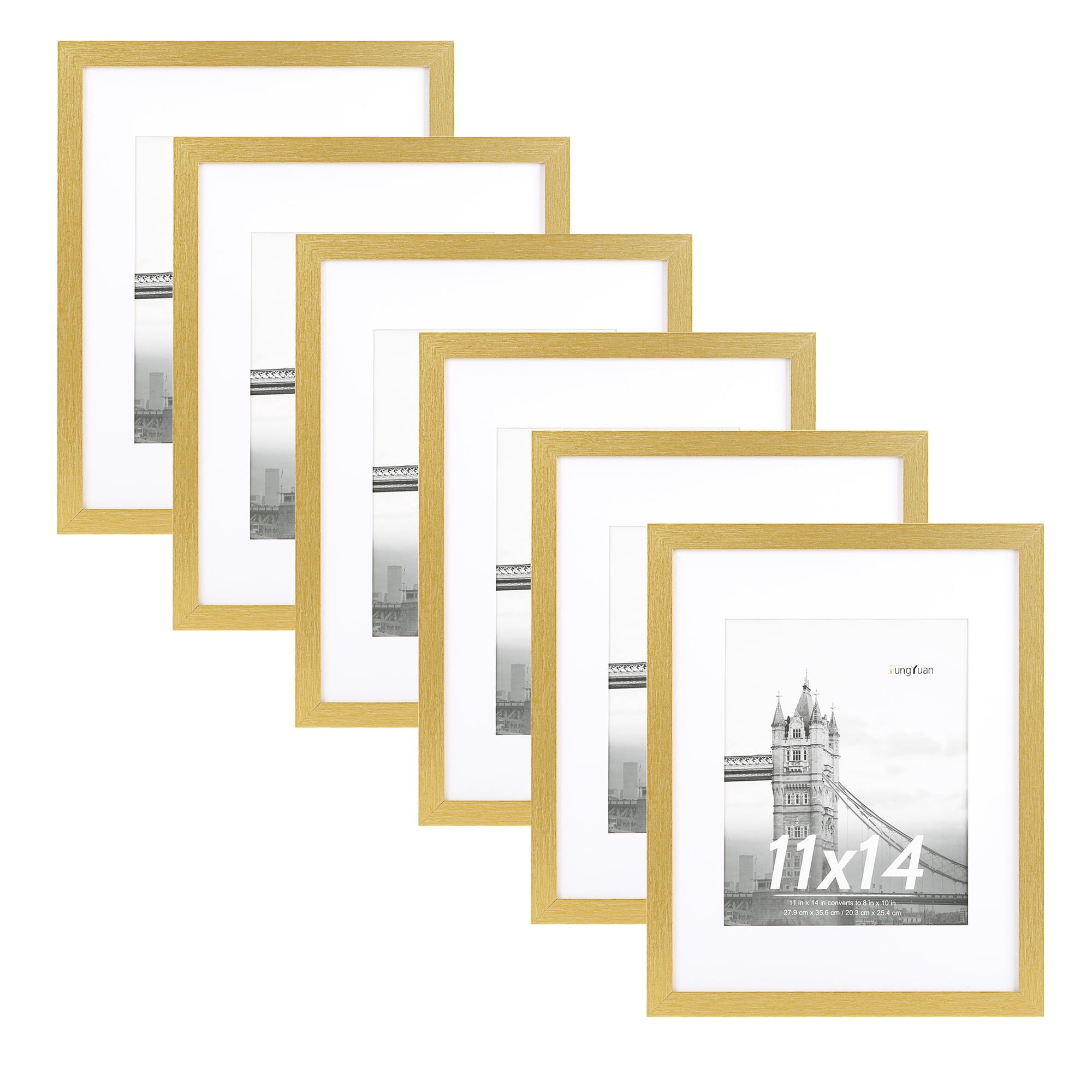 FungYuan 11x14 6 PACK Gallery Wall Picture Frames Set,11x14 Matted to ...