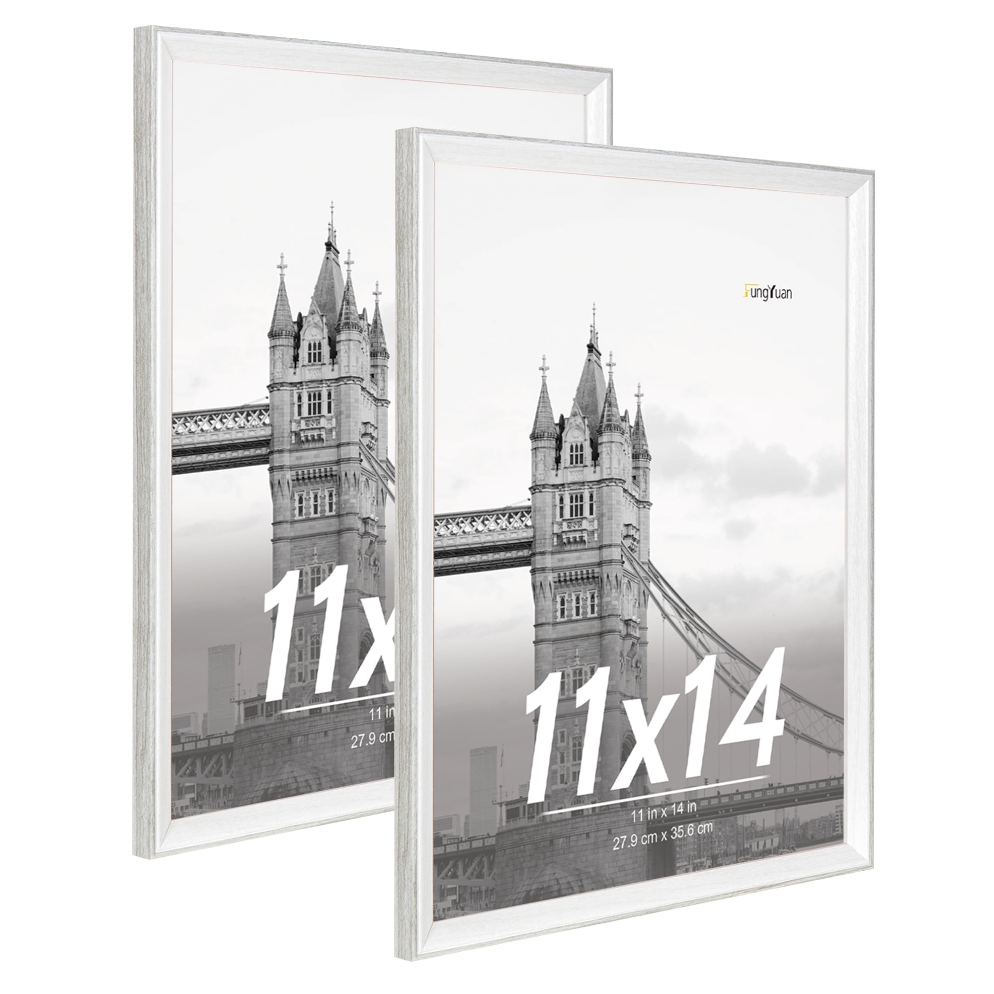 FungYuan 2 PACK 11x14 Wall Mount Picture Frame Set,Gray Frame with ...
