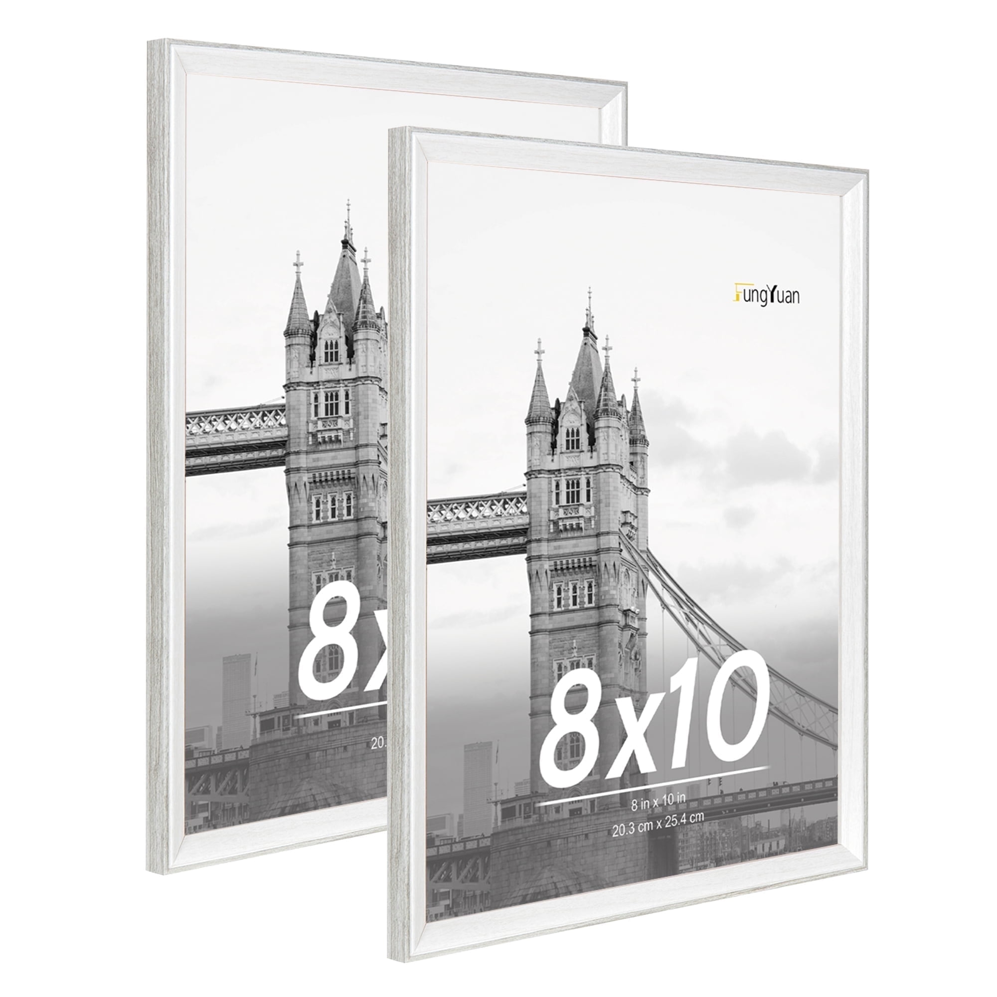 FungYuan 2 PACK 8x10 Wall Mount Picture Frame Set,Gray Frame with White ...