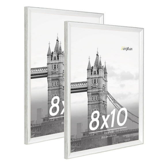 FungYuan 2 PACK 8x10 Wall Mount Picture Frame Set,Gray Frame with White ...