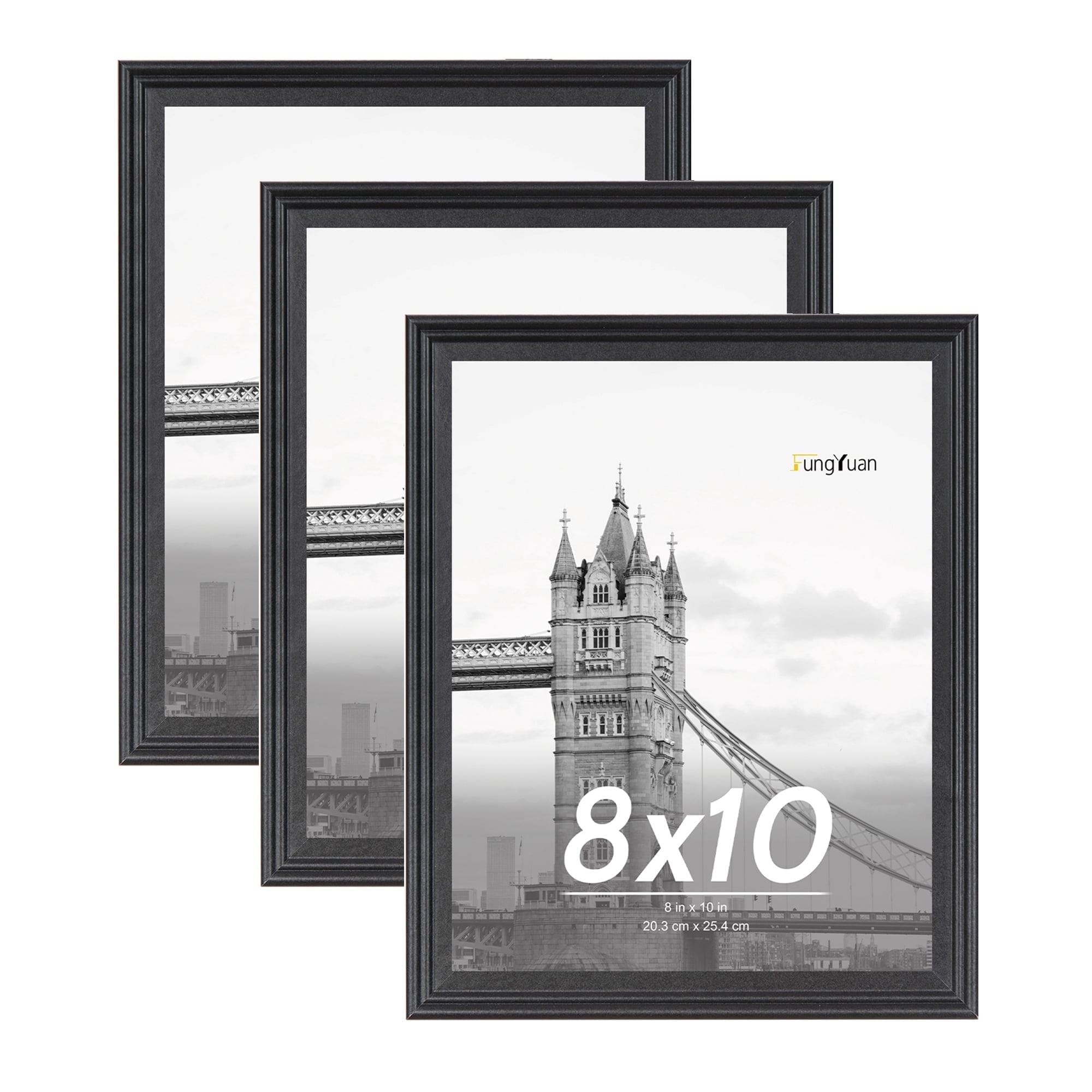 FungYuan 3 PACK 8x10 Wood Picture Frames, Front Loading Basic Tabletop ...
