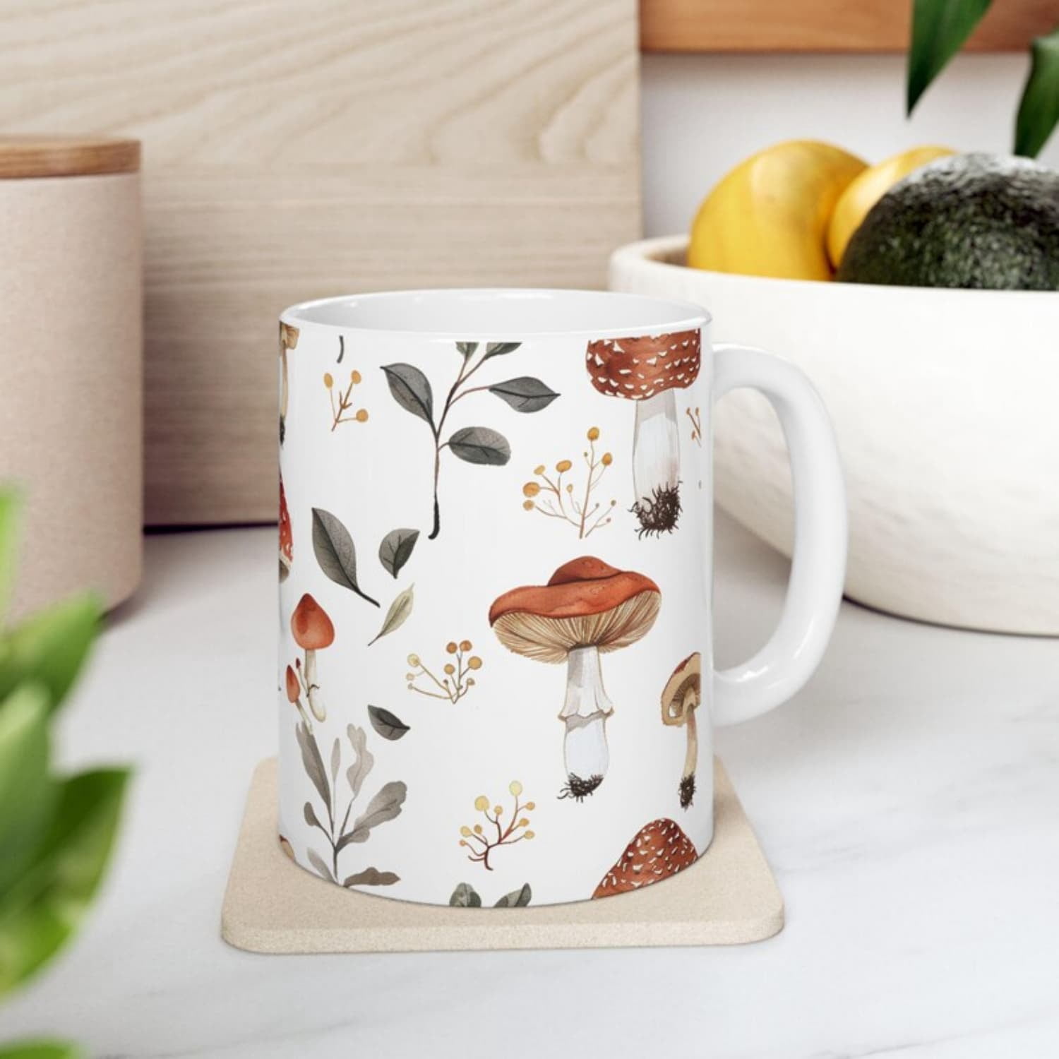 Fungi mug, Cottagre Earthy Tones Coffee Cup, oz, oz, Botanil Tea Mug ...