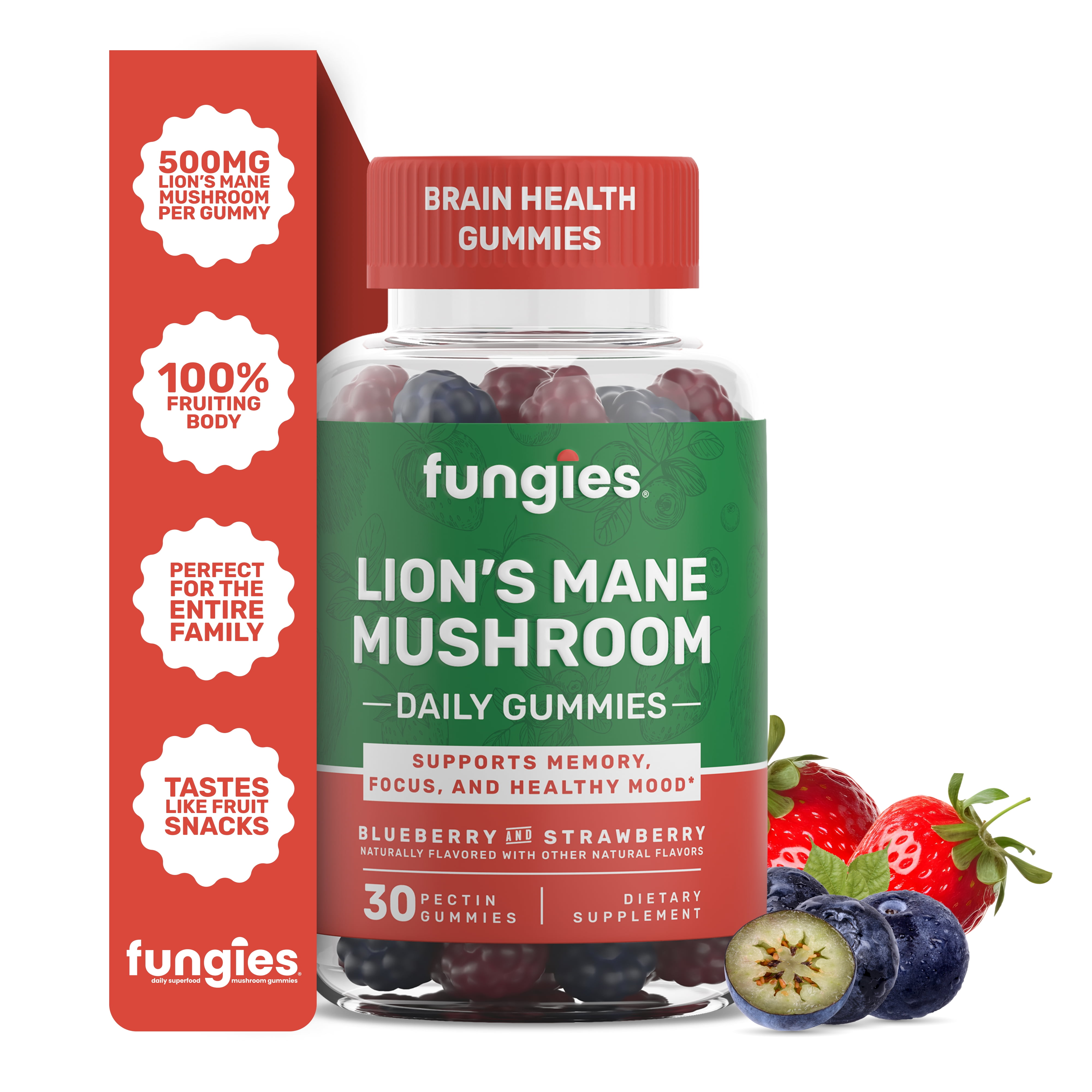Fungies Lion's Mane Mushroom Gummies, Supports Brain Health, Focus, Memory, Supplement, 30 Count ...