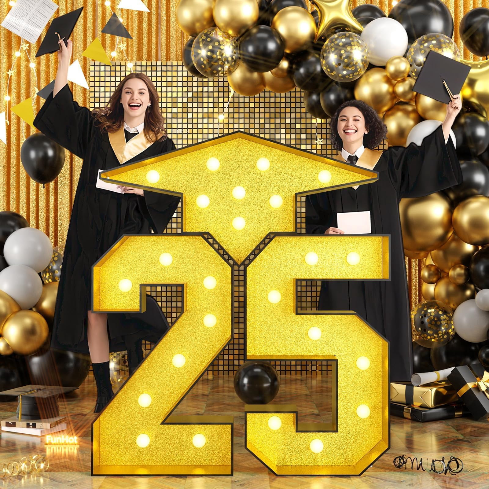 Funhot 4.5 FT 2025 Graduation ATT1Decorations,Large Gold Numbers 25 ...