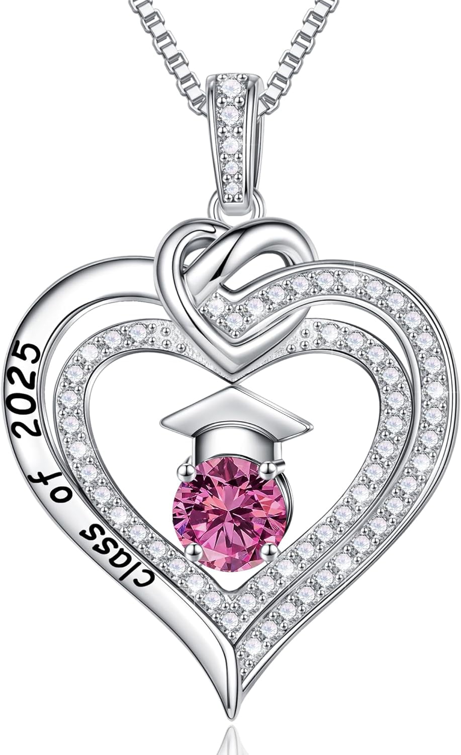 Funice Graduation Gifts for Her 2025, S925 Sterling Silver Birthstone Necklace Engraved Class of ...