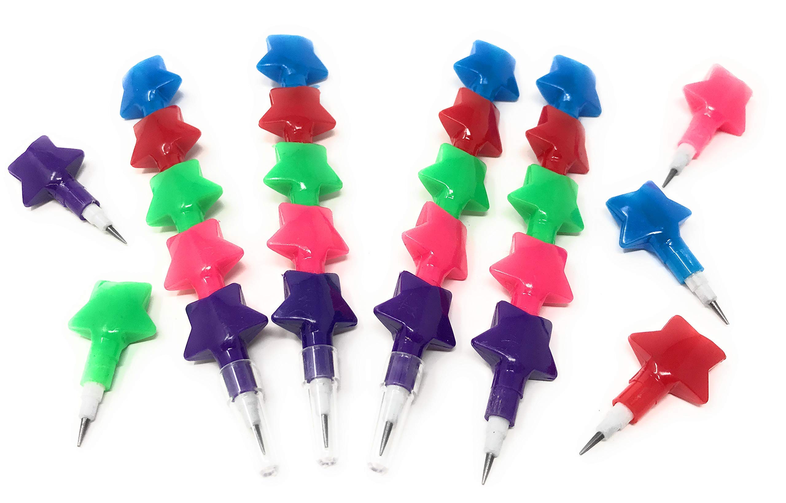 Funiverse 40 Bulk Star Stacking Pencil Bright Colored Assortment ...
