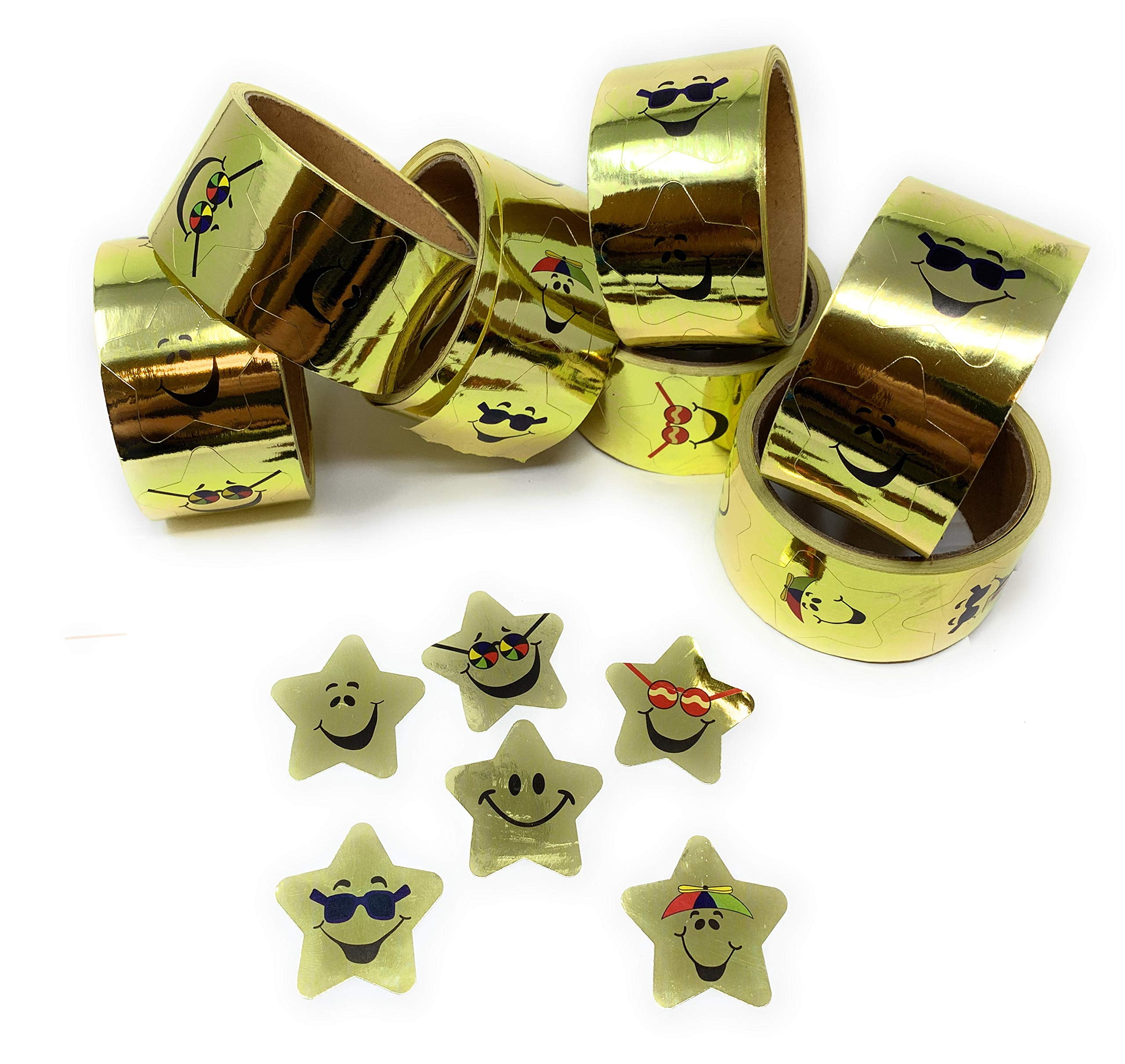 Funiverse Bulk 1000 Piece Gold Star Sticker Pack - 10 Rolls of 100 ...