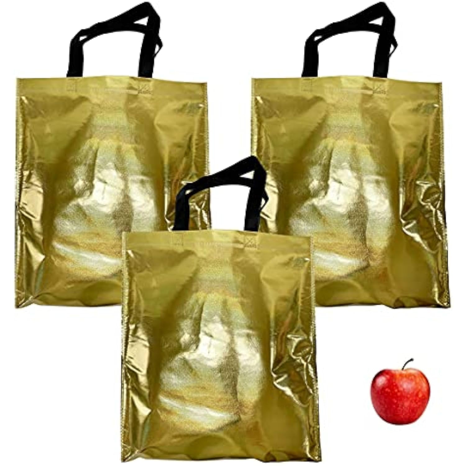 Funiverse Bulk 24 Pack of Metallic Gold Large Shopping Bags or Gift ...