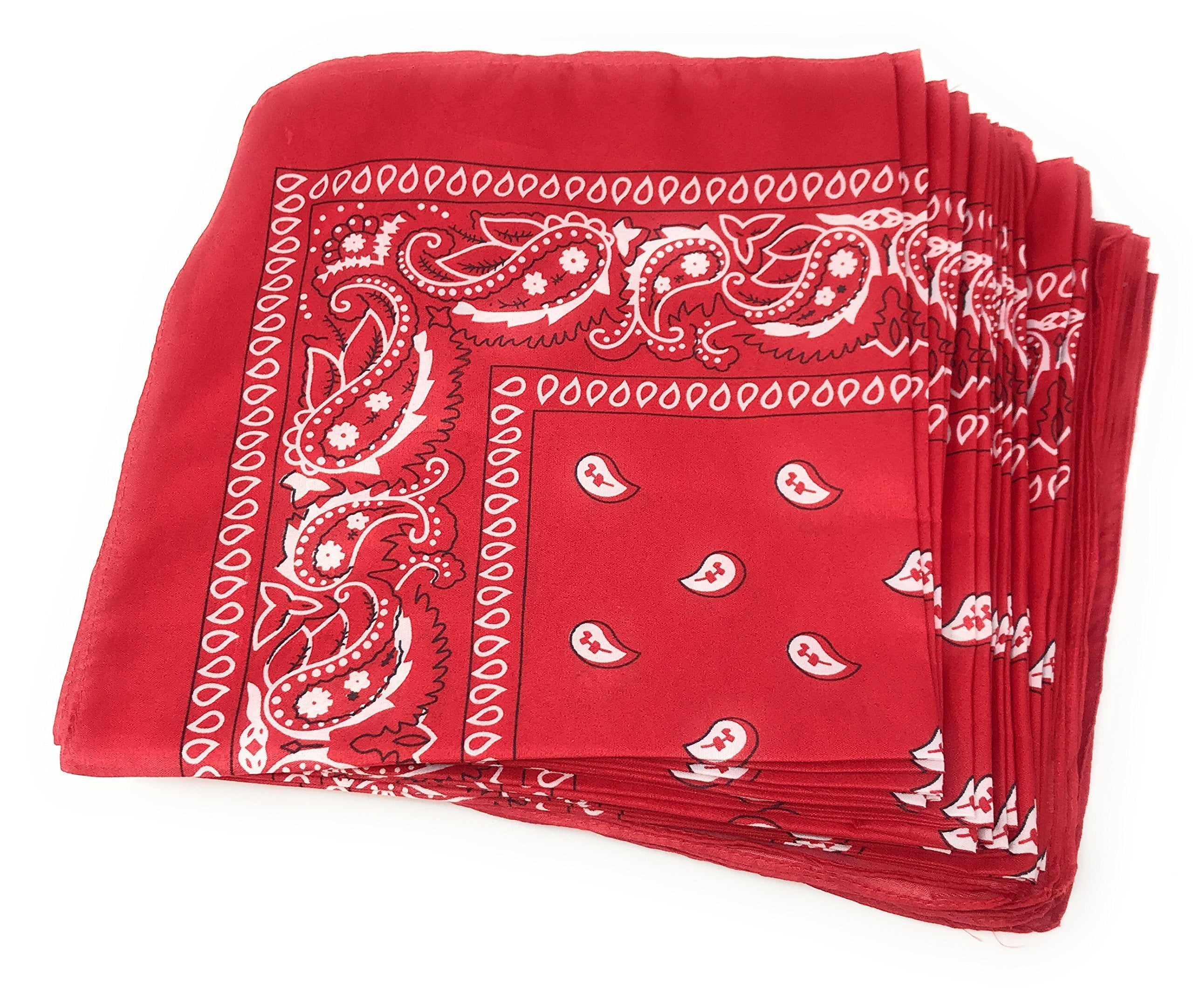 Funiverse Bulk Wholesale Party 50 Pack Western Neck Bandanas (Red ...