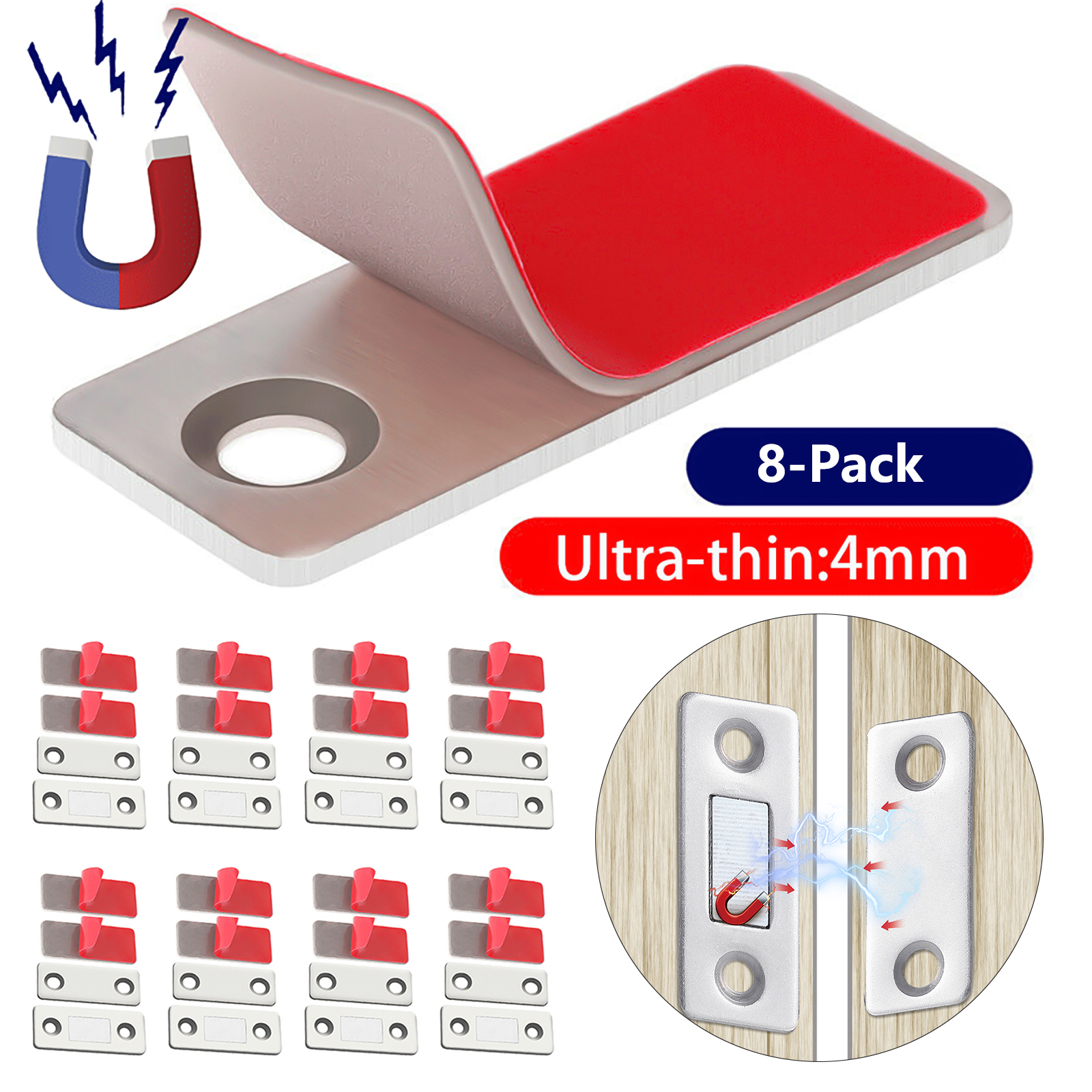 Funkeen 8-Pack Strong Magnetic Door Closer Cabinet Catch Latch Cupboard ...