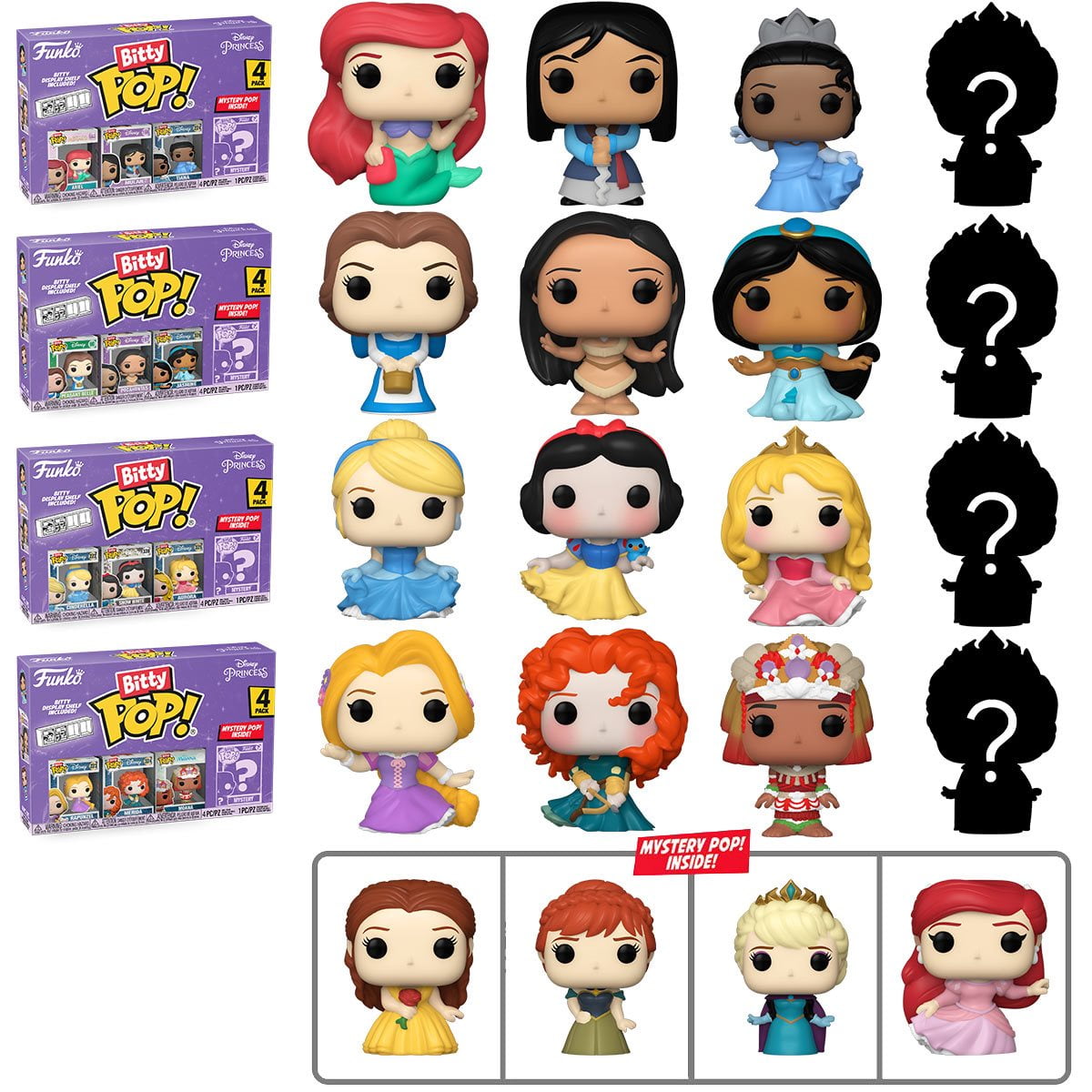 Funko Bitty Pop Disney Princesses Mini Figure 4 Pack