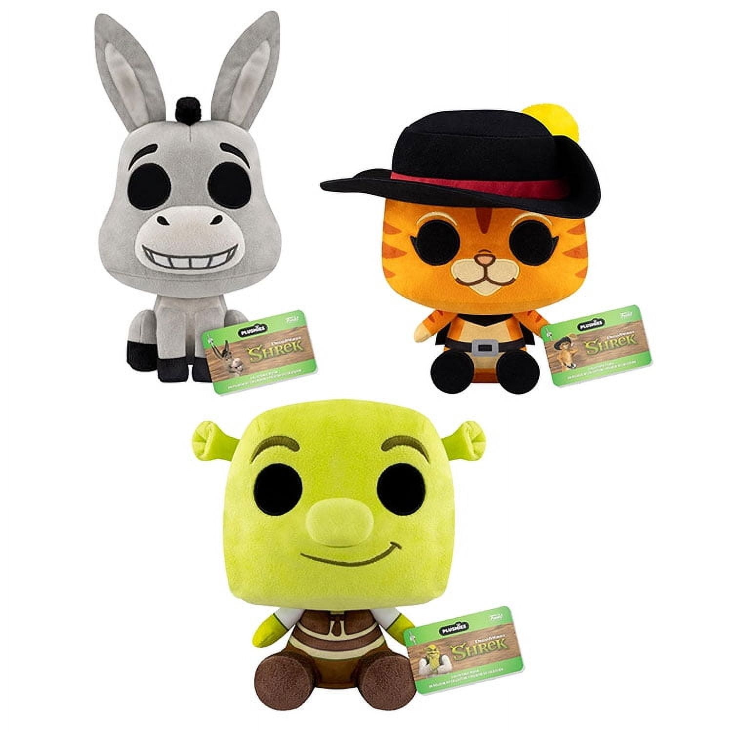Funko Collectible POP! Shrek Plushes - SET OF 3 (Shrek, Donkey & Puss ...