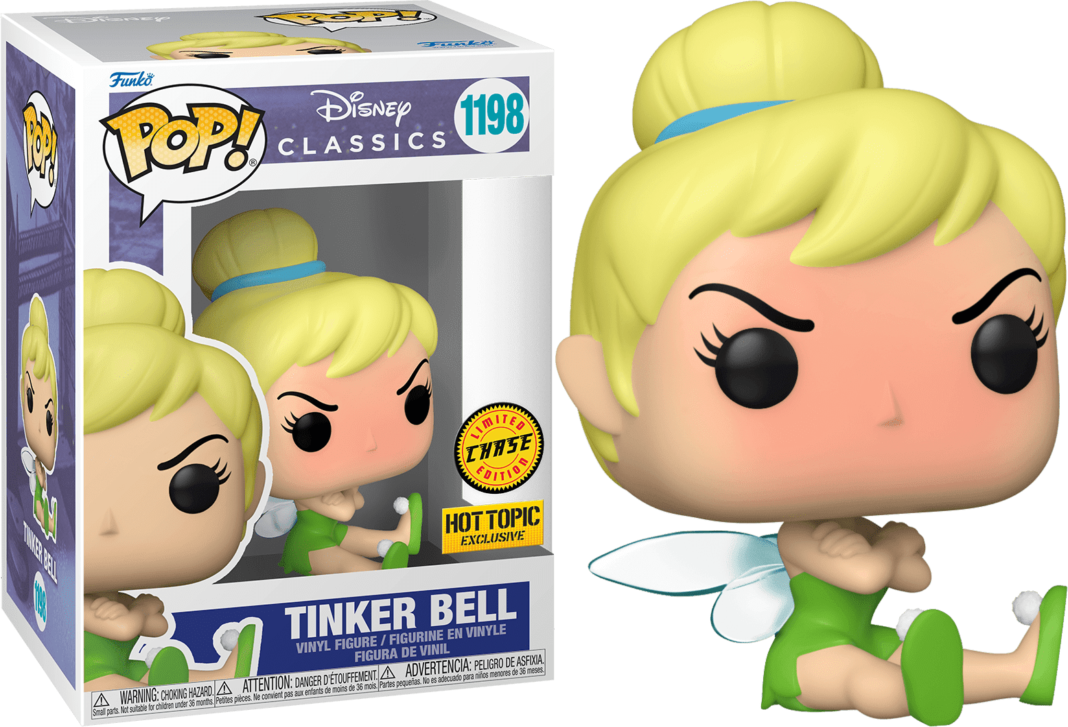 Funko POP! Disney Classics CHASE Tinker Bell #1198 Exclusive [Red Face ...
