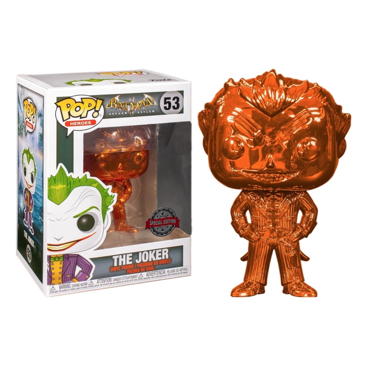 Funko POP Heroes The Joker Orange Chrome DC Batman Arkham Asylum Figure ...