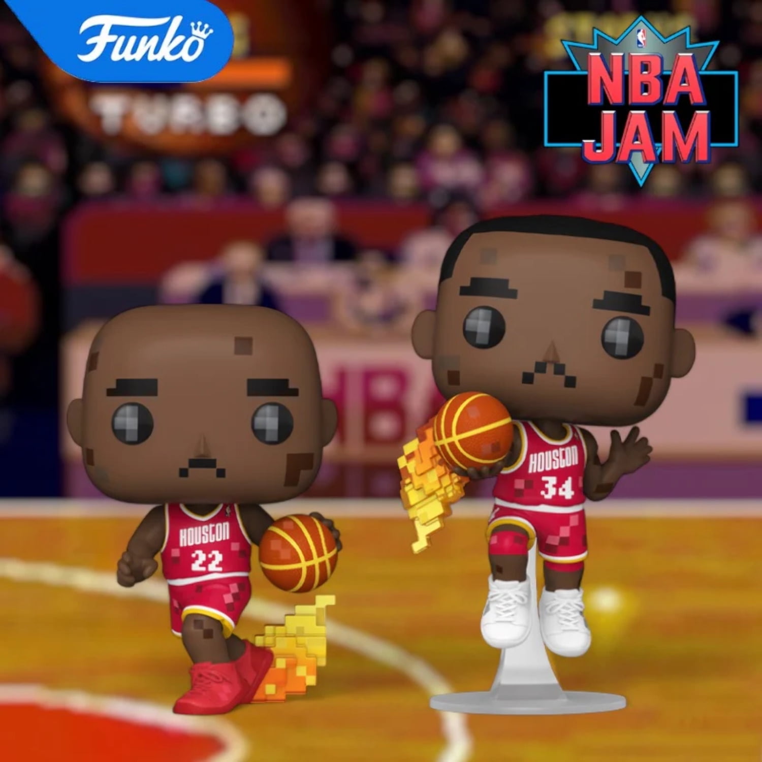 Clyde Drexler & Hakeem Olajuwon (Houston Rockets) 8-Bit NBA Jam Funko ...