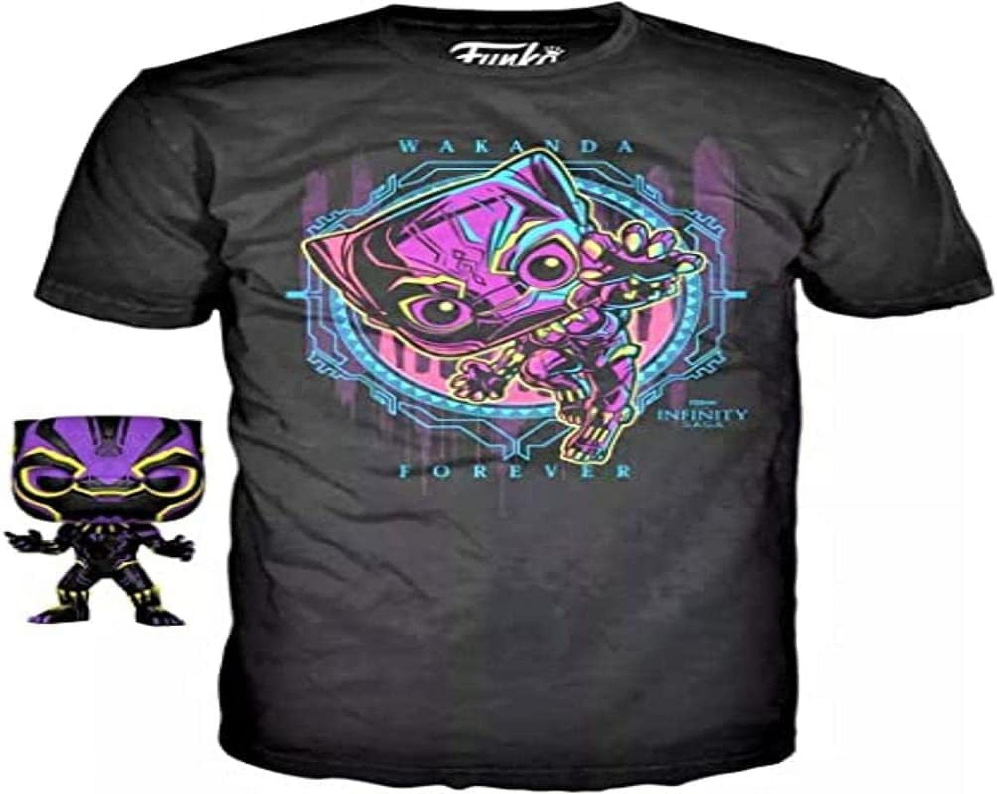 Funko POP! and Tee Marvel Black Panther [Blacklight] with Size XL T ...