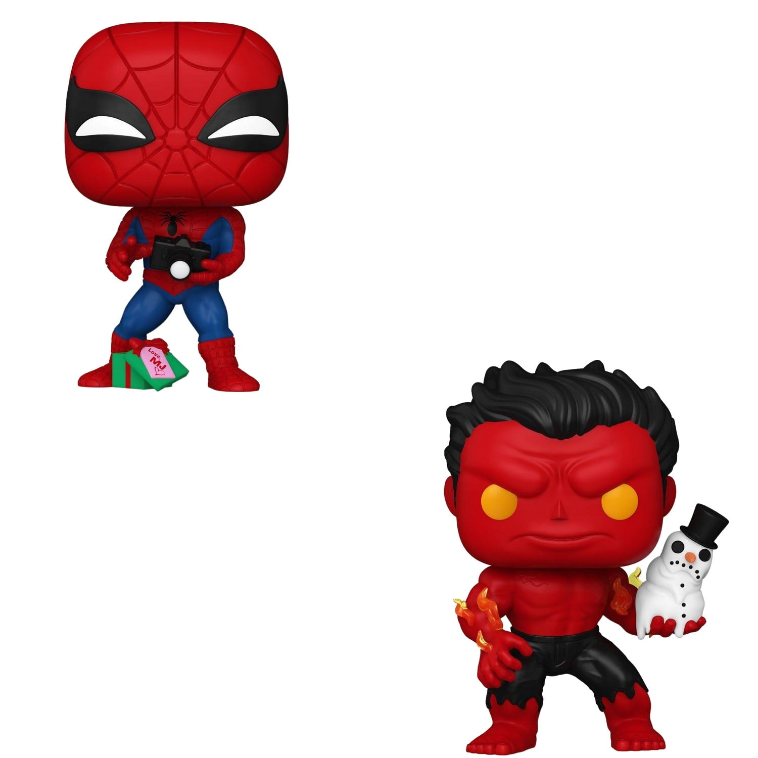 Funko Pop! 2 Pack Holiday Marvel - Spiderman with Open Gift #1441 & Red ...
