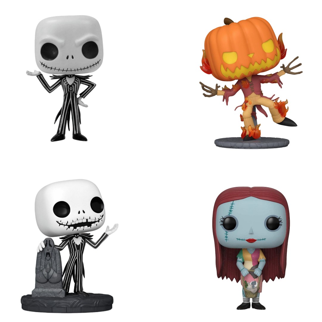 Funko Pop! 4 Pack NBC: Jack, Sally, Jack with Gravestone, Pumpkin King ...