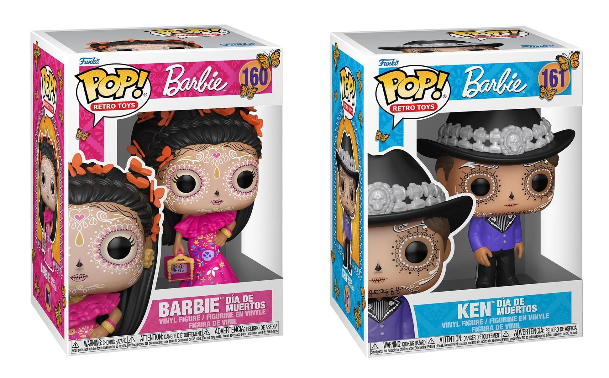 Funko Pop! Dia De Los Muertos - #160 #161 Barbie and Ken Set of 2 Vinyl ...