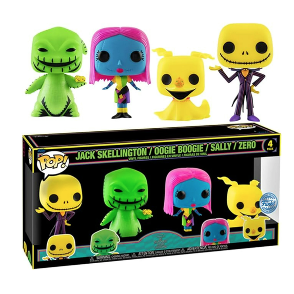 Funko Pop! Disney: The Nightmare Before Christmas Black Light 4-Pack ...