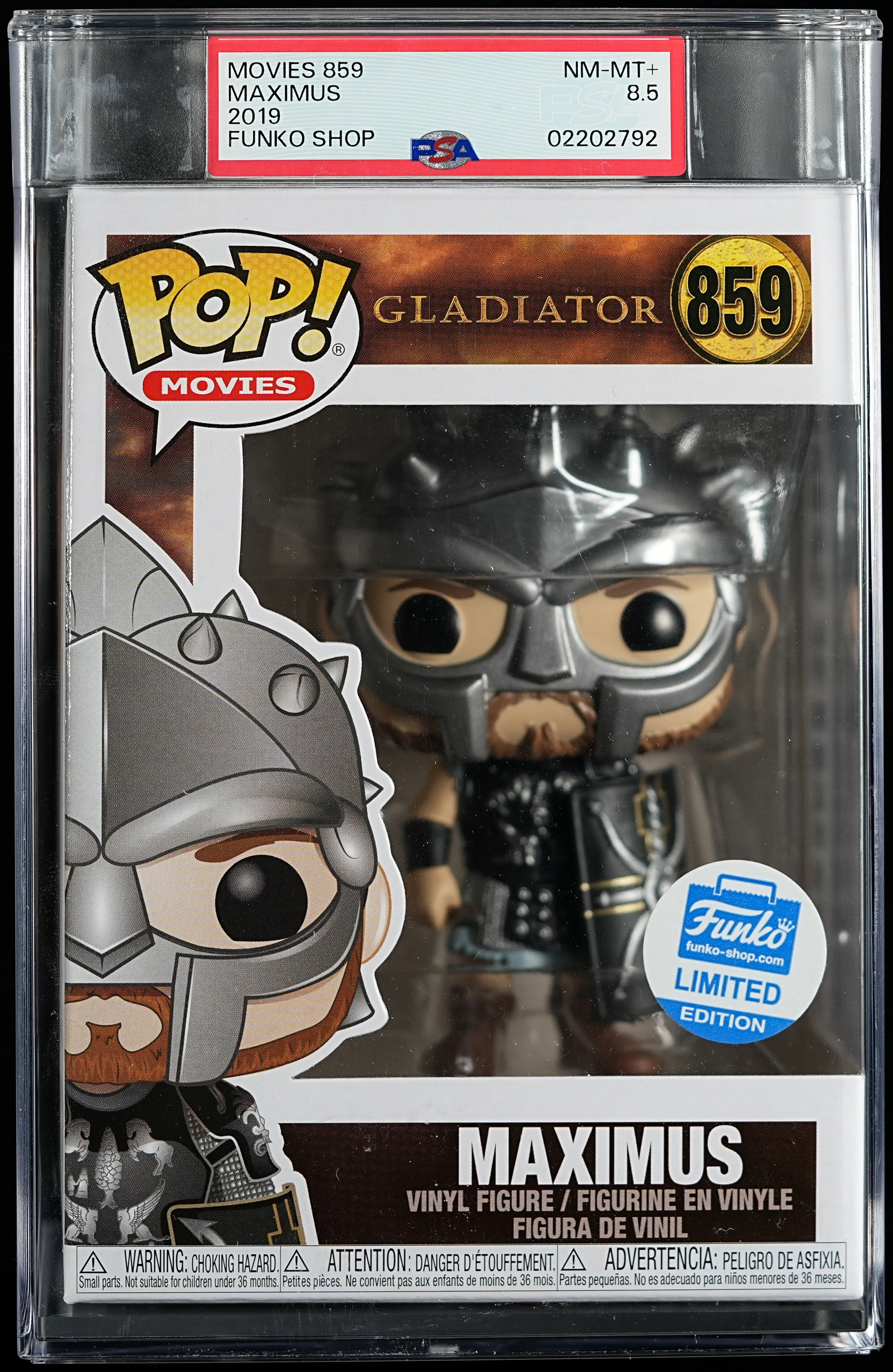 Funko Pop! Gladiator: Maximus in Armor Funko Limited Edition #859 - PSA ...