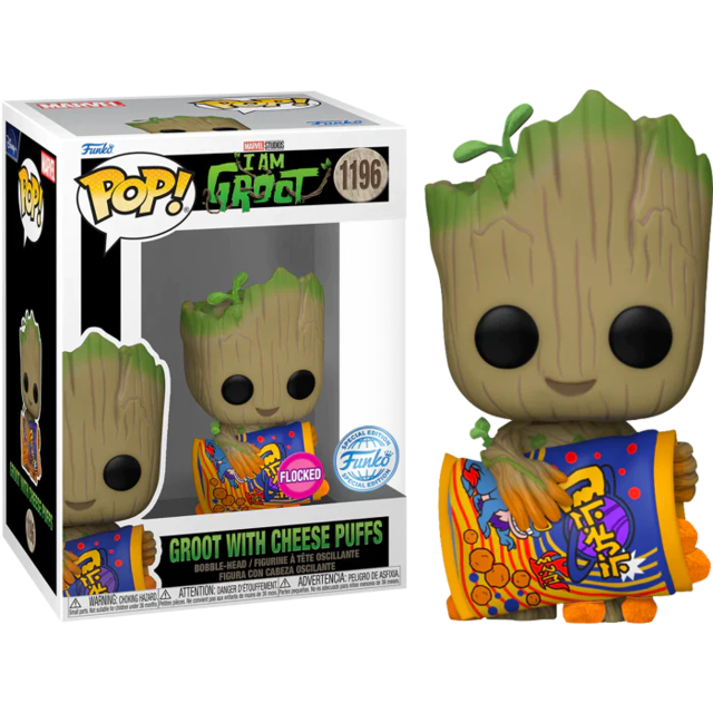 Funko Pop! Marvel I Am Groot - Groot With Cheese Puffs Flocked ...