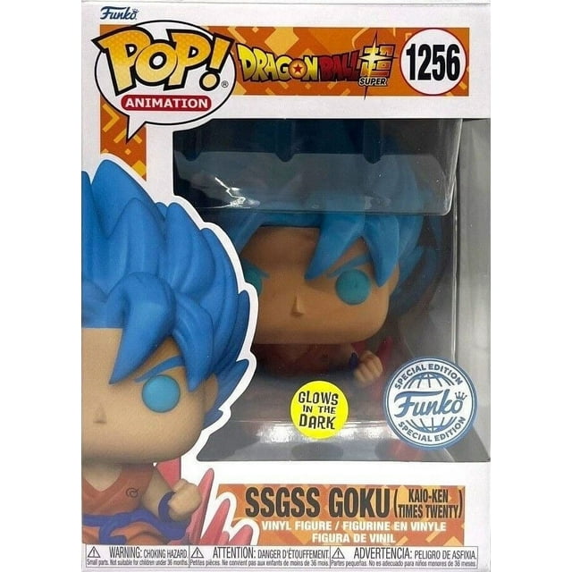 Funko Pop! Animation Figures- SSGSS Goku (Kaio-Ken Times Twenty) #1256 ...
